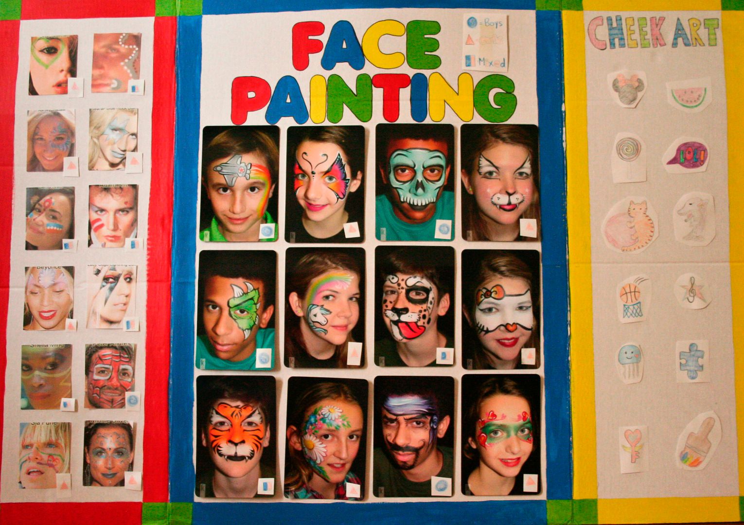 Face Painting Idea Chart Offering Creative Face Painting And Craft