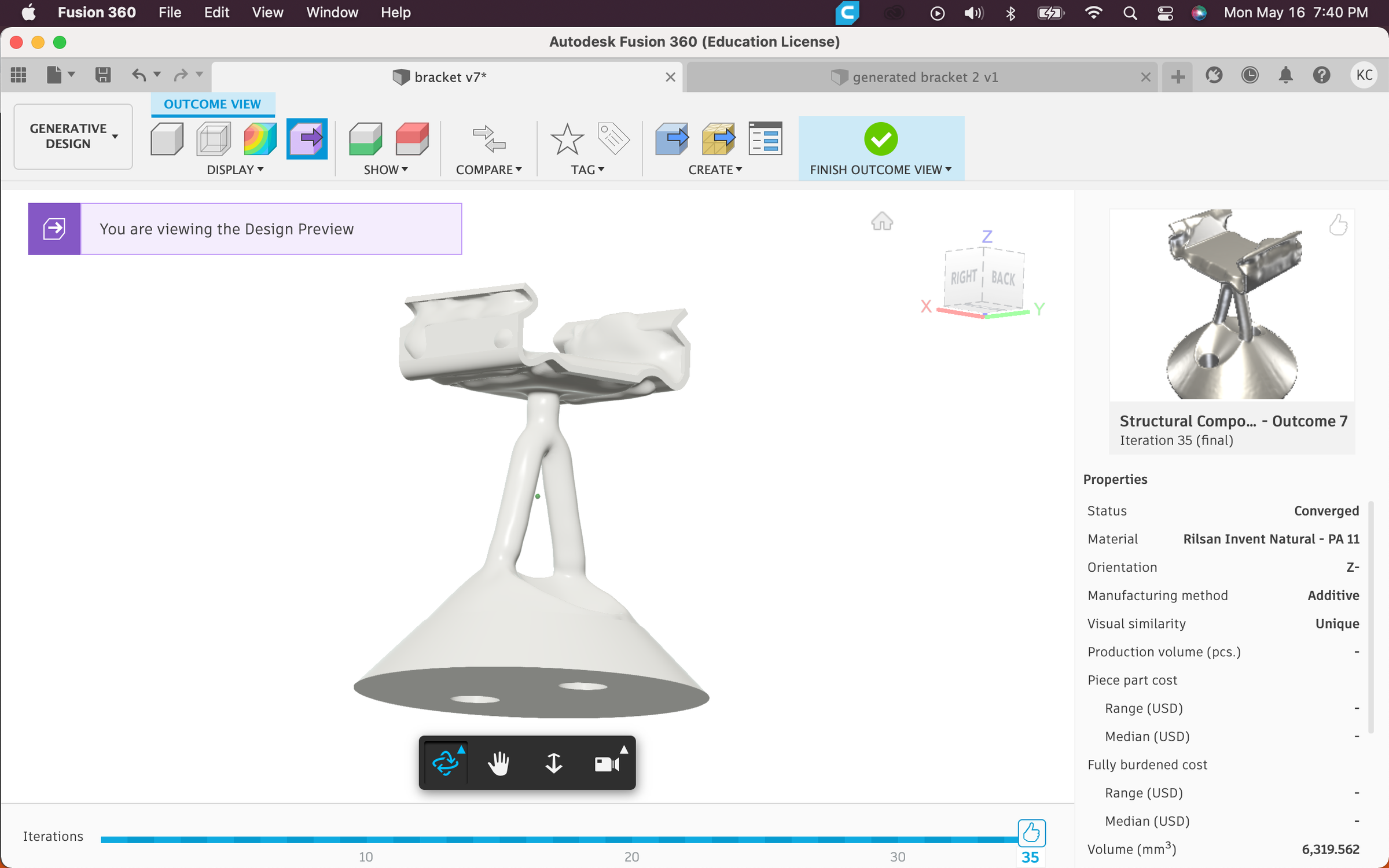 Week 7: Fusion 360 Shape Optimization + Generative Design : 3 Steps ...