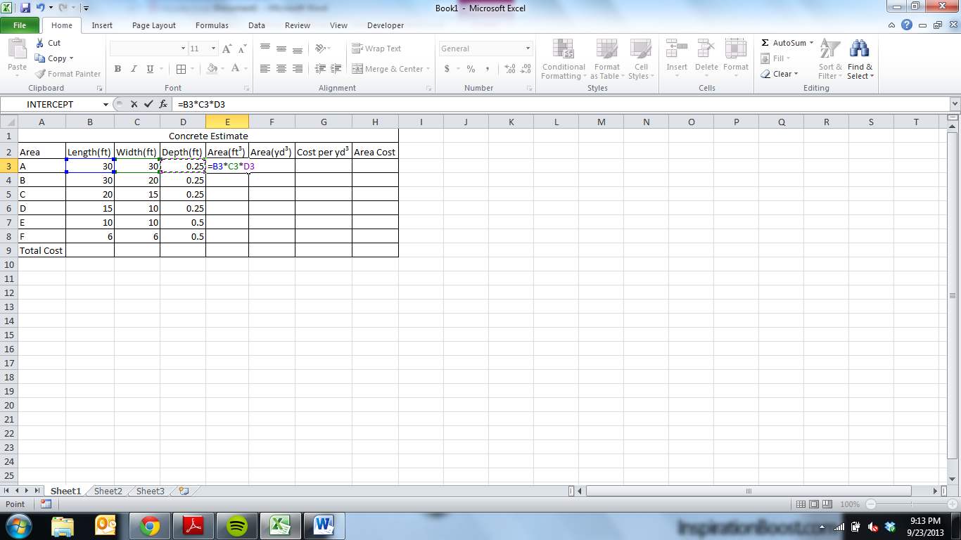Using Excel's Basic Formula Functions to Create an Project Estimate ...