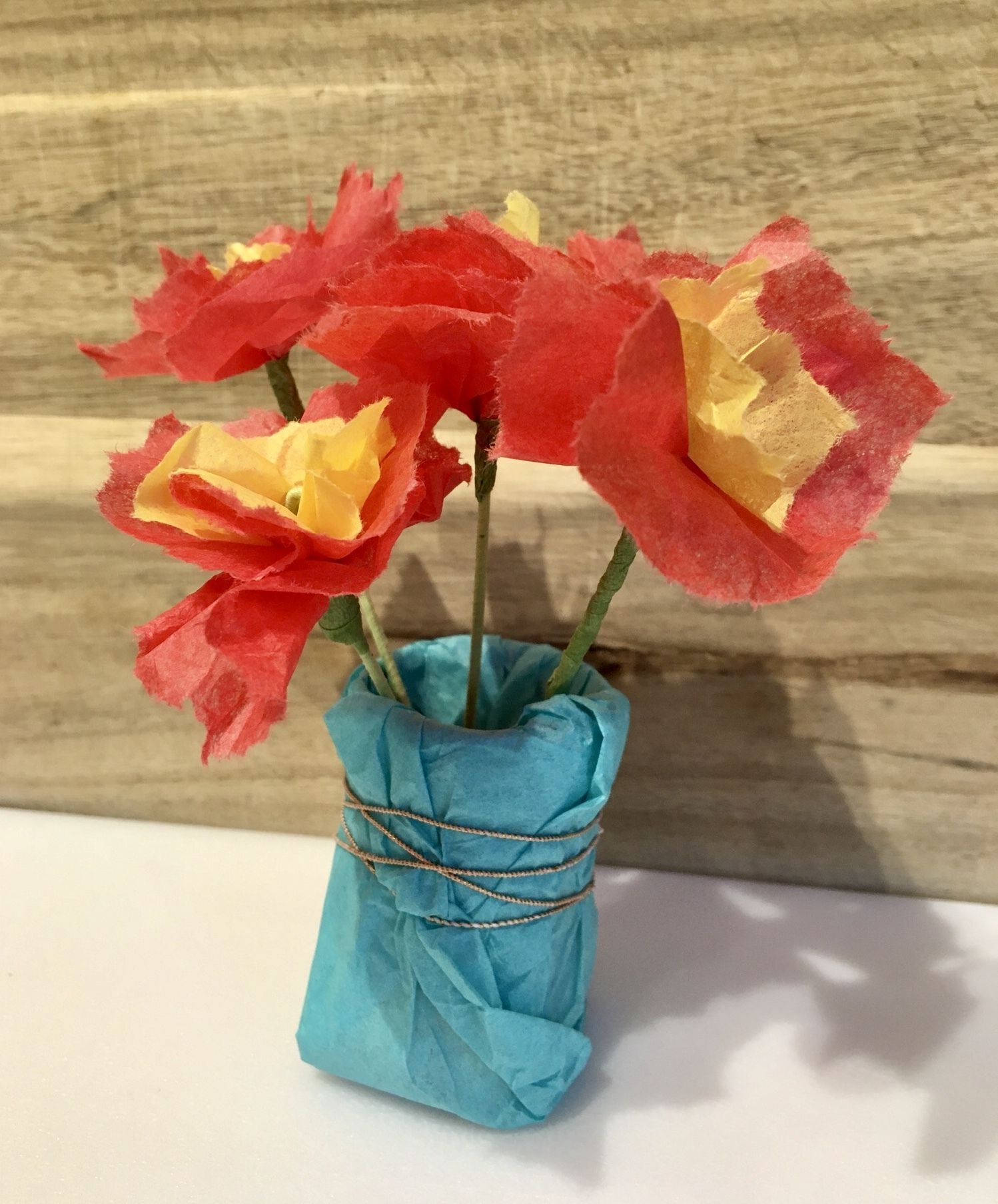 Easy Tissue Paper Flowers With Vase (Made by My Daughter, Age 9) : 4 ...