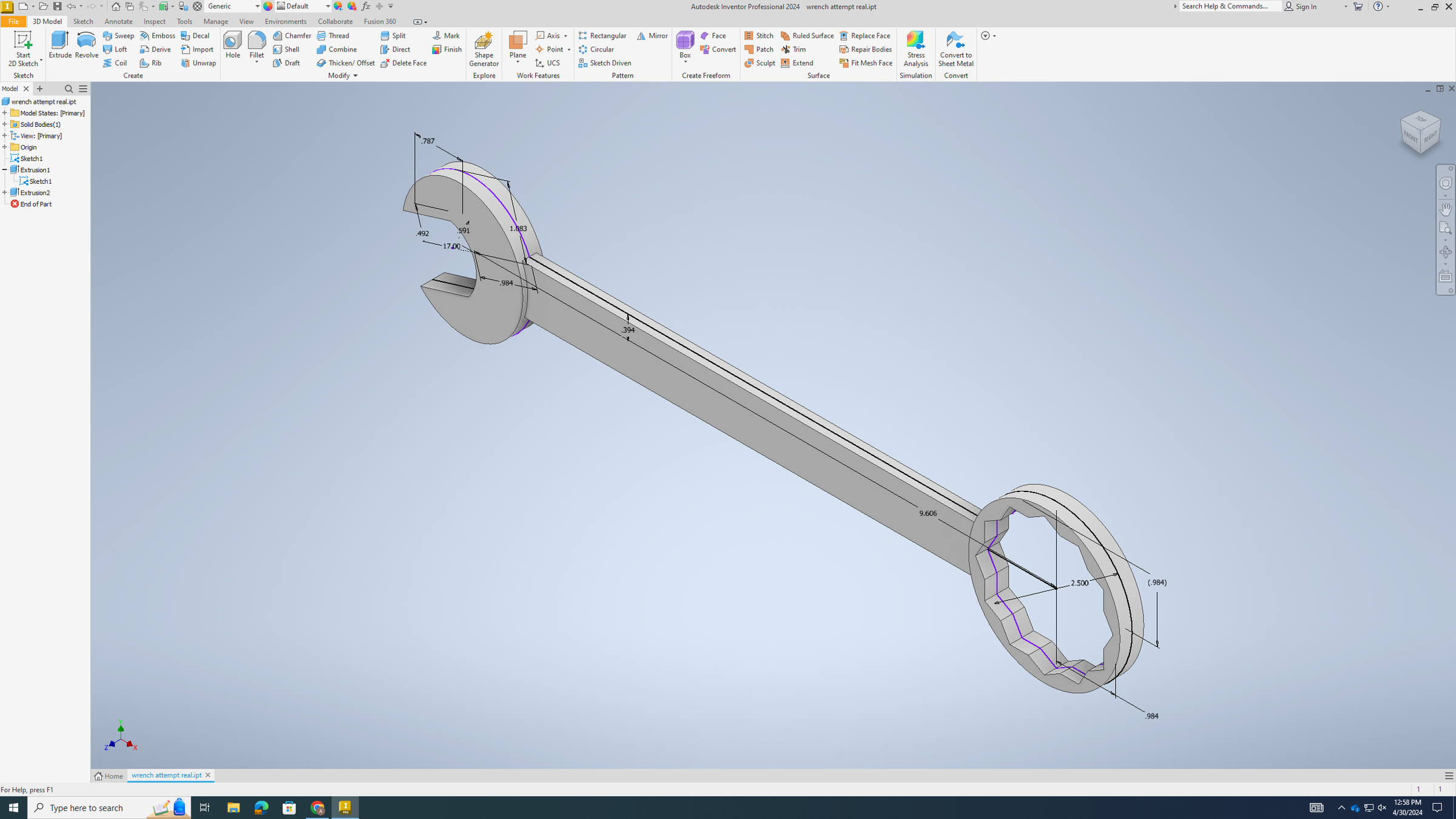 How to Make a Wrench on Auto Desk Inventor : 7 Steps - Instructables