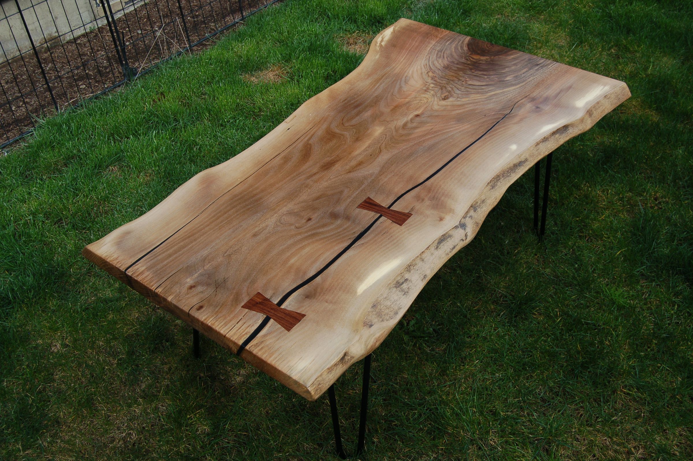 Black Walnut Slab and Black Epoxy Coffee Table (with Cocobolo Bowties ...
