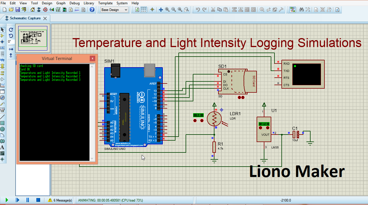 How to Make Temperature and Light Intensity Logging | Proteus ...