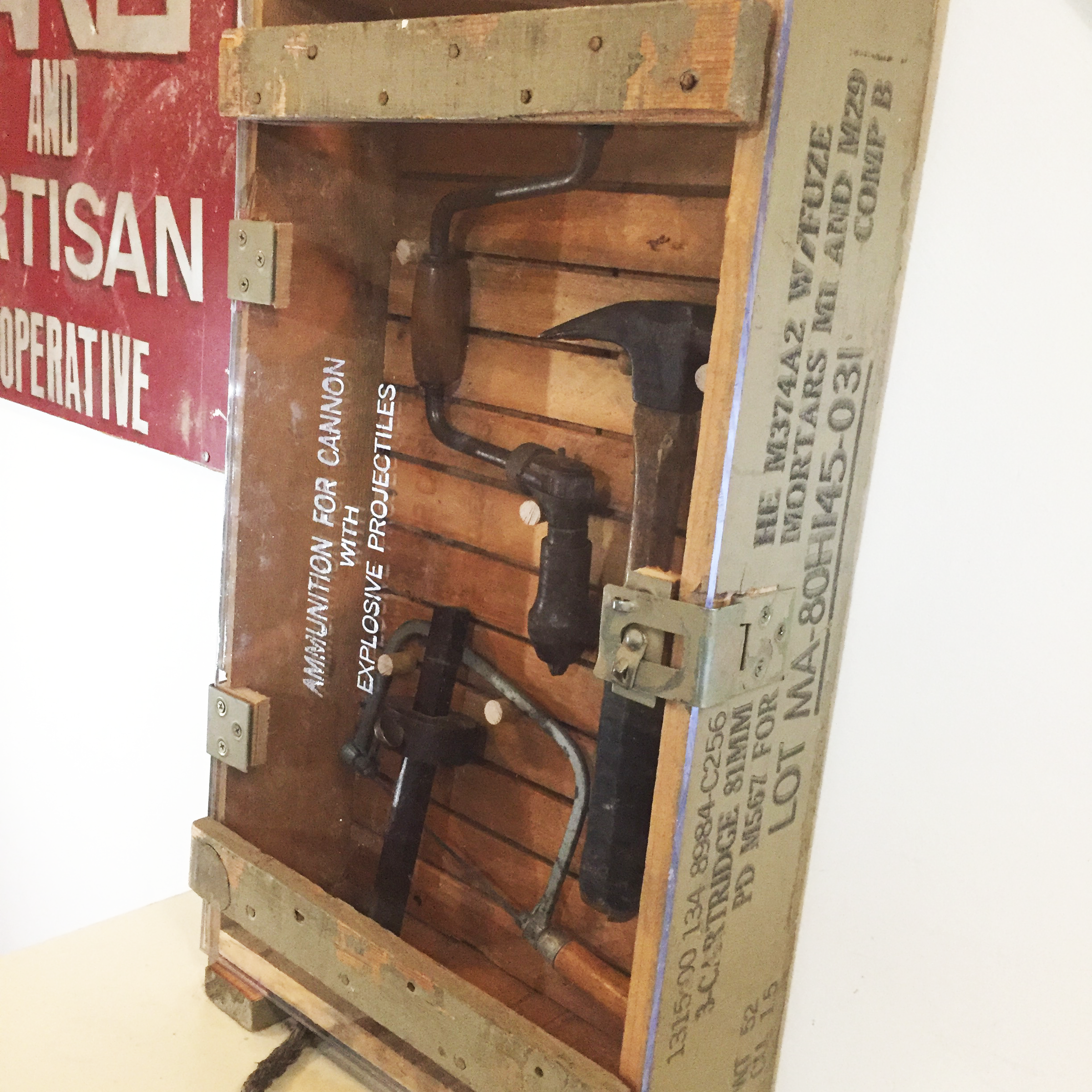 Vintage Ammo Crate Display Case With Custom Sliding Slat Hangers : 11 ...