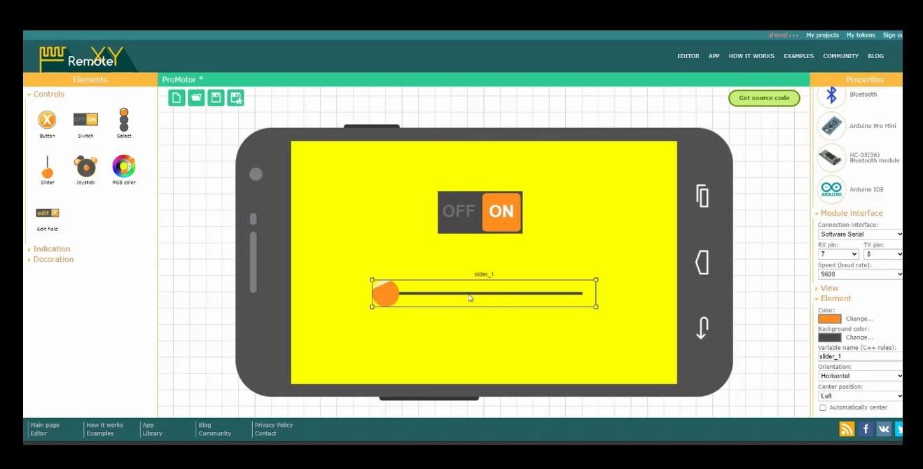RemoteXY Editor – How to Control DC Motor With Smartphone and Bluetooth ...