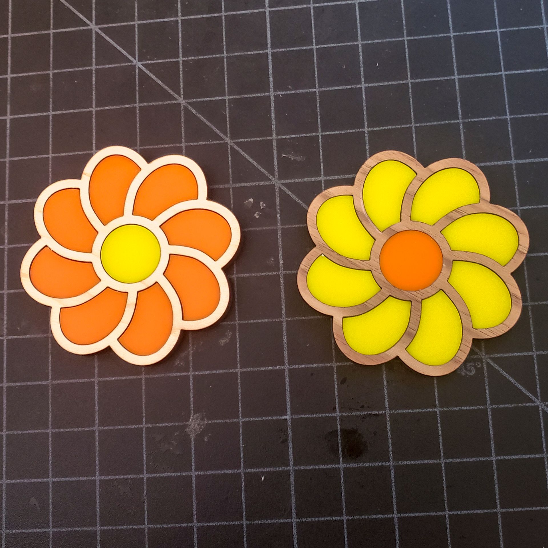 Laser Cut Acrylic & Wood Inlay Flowers Using Illustrator & Glowforge ...