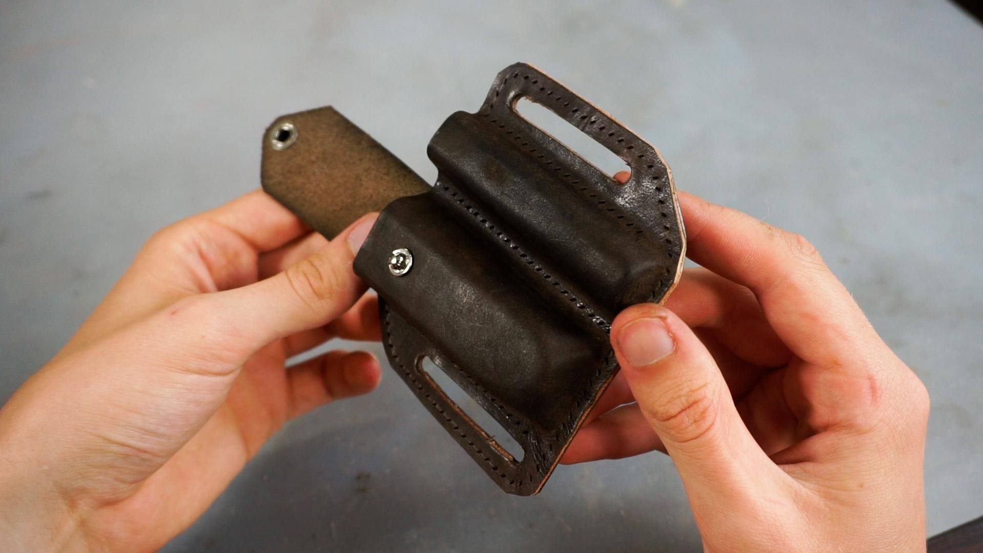 Wet Molded EDC Leather Sheath for a Swiss Army Knife and a Flashlight ...