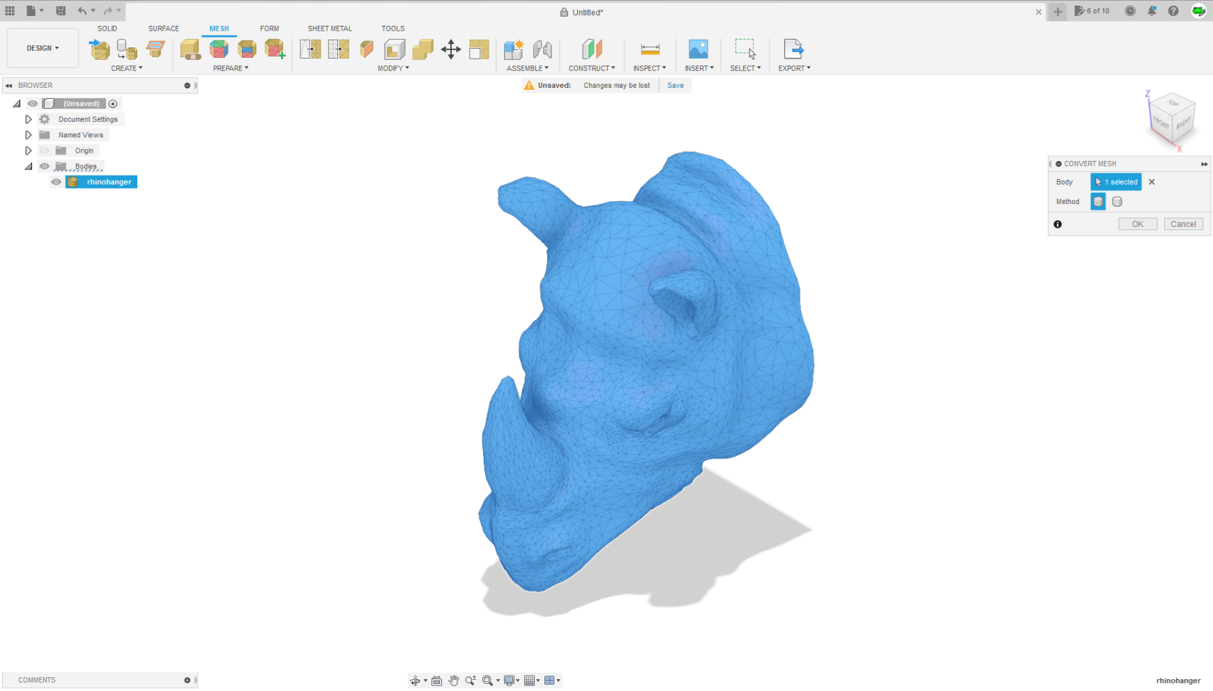 Large STL File Editting With FUSION 360 – Solid Workspace (part 1) : 6 ...