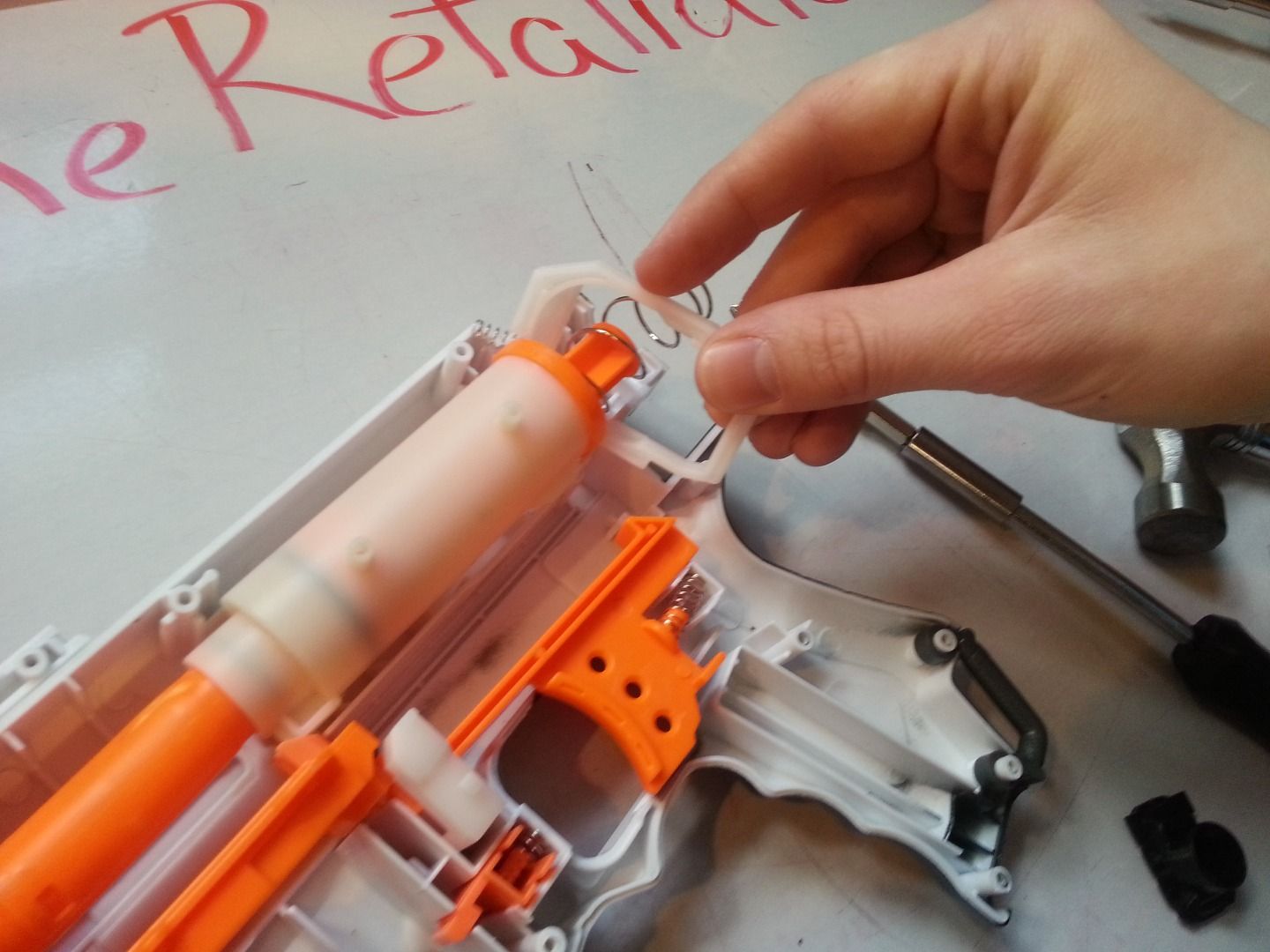 Nerf Retaliator Mod: Air Restrictor Removal and Barrel Extension : 8 Steps - Instructables