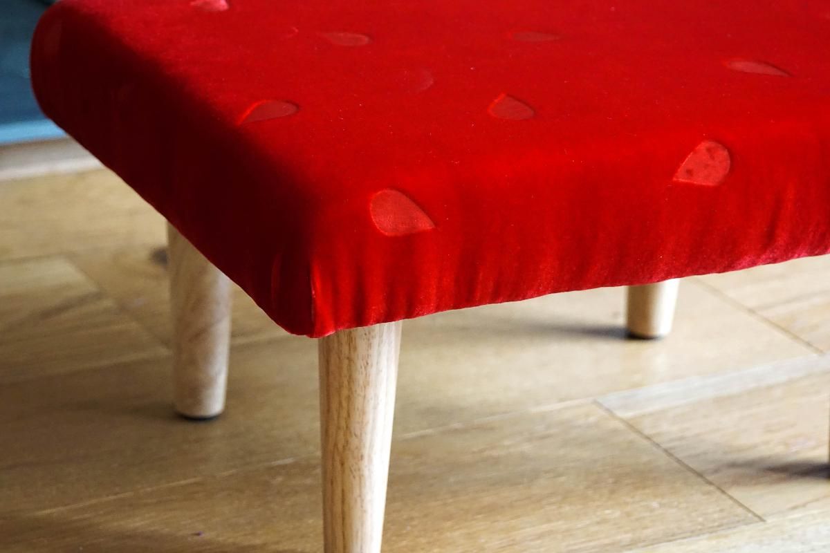 DIY Upholstered Footstool W/ an Embossed Velvet 'Strawberry' Design ...
