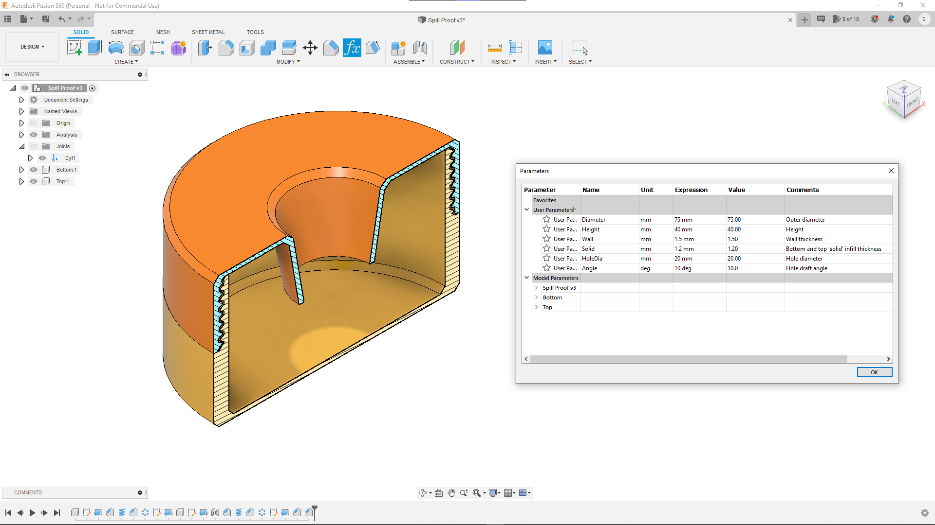 Parametric Spill Proof Cup for Brushes Etc. : 3 Steps (with Pictures ...