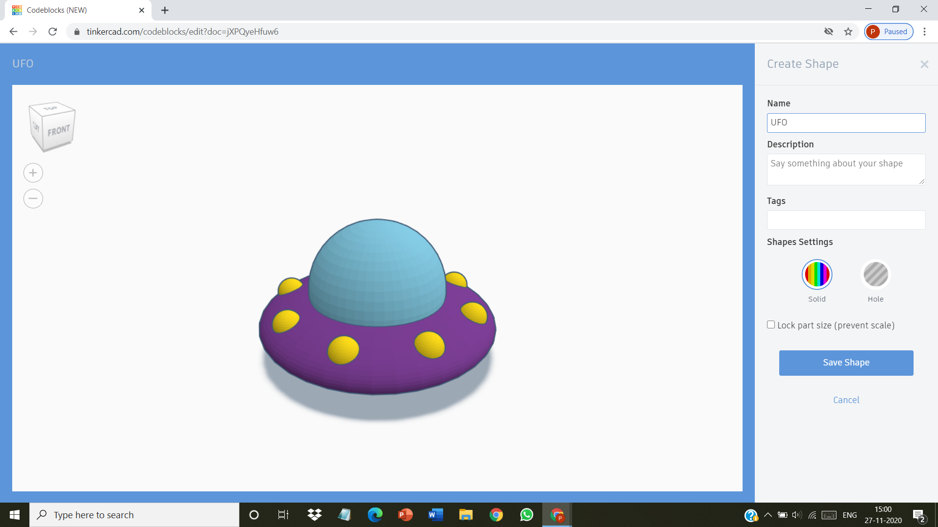 How to Make a 3D Designed UFO With TINKERCAD Codeblocks and How to Use ...