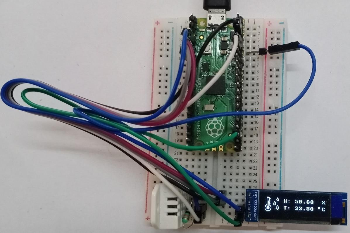 Raspberry Pi Pico -- DHT22 (AM2302) Temperature Sensor -- OLED Display ...