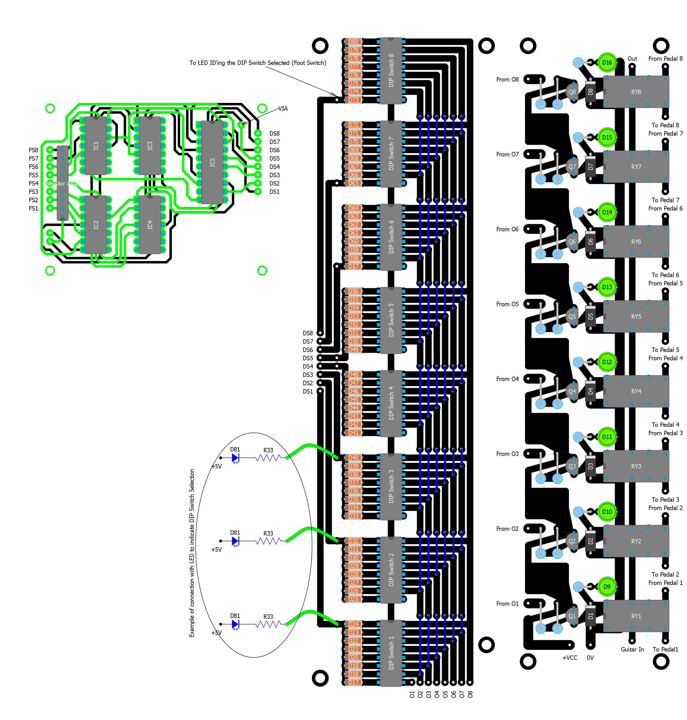 Programmable True Bypass Guitar Effect Looper Station Using Dip ...