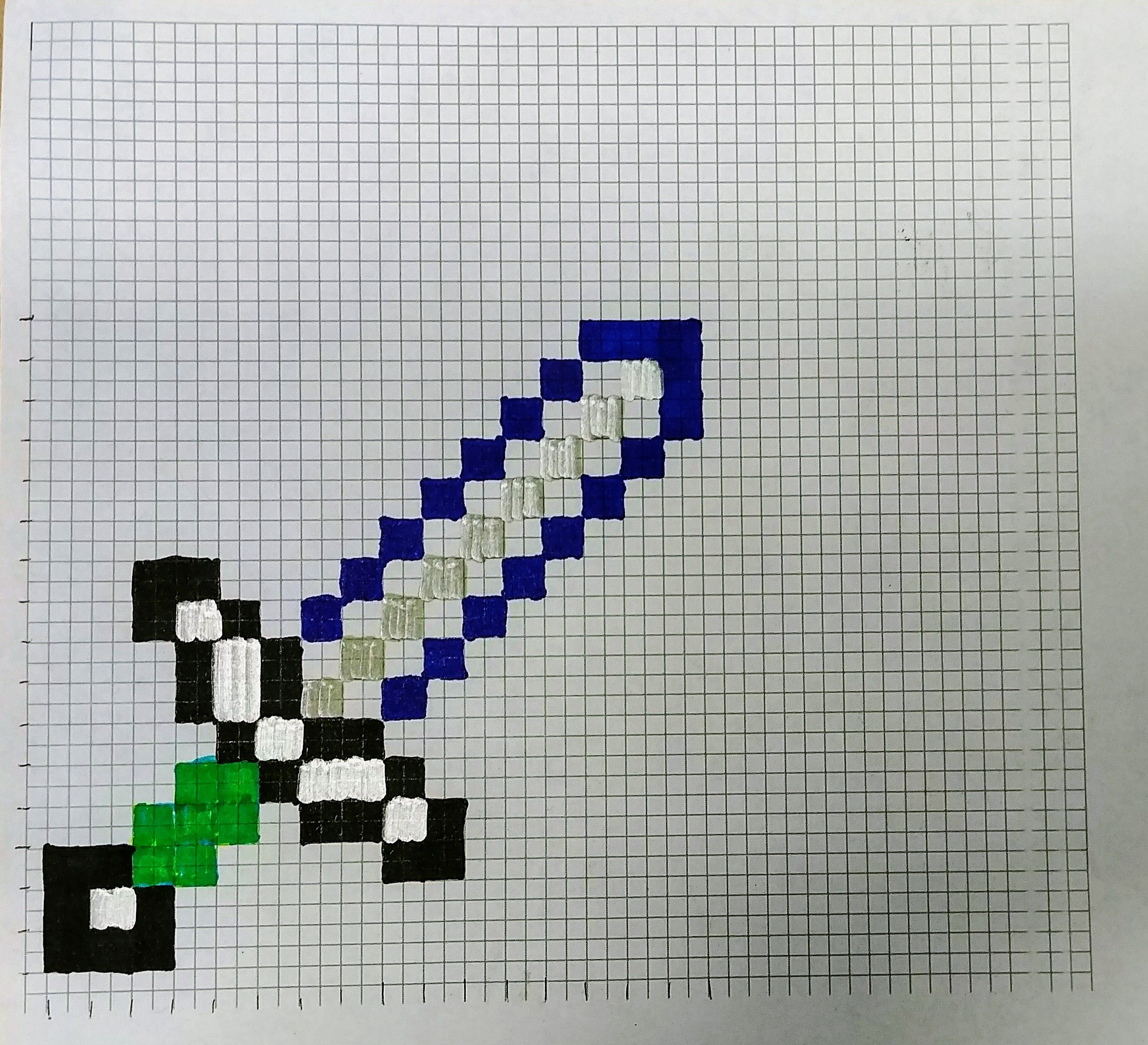How To Draw A Minecraft Sword On Graph Paper