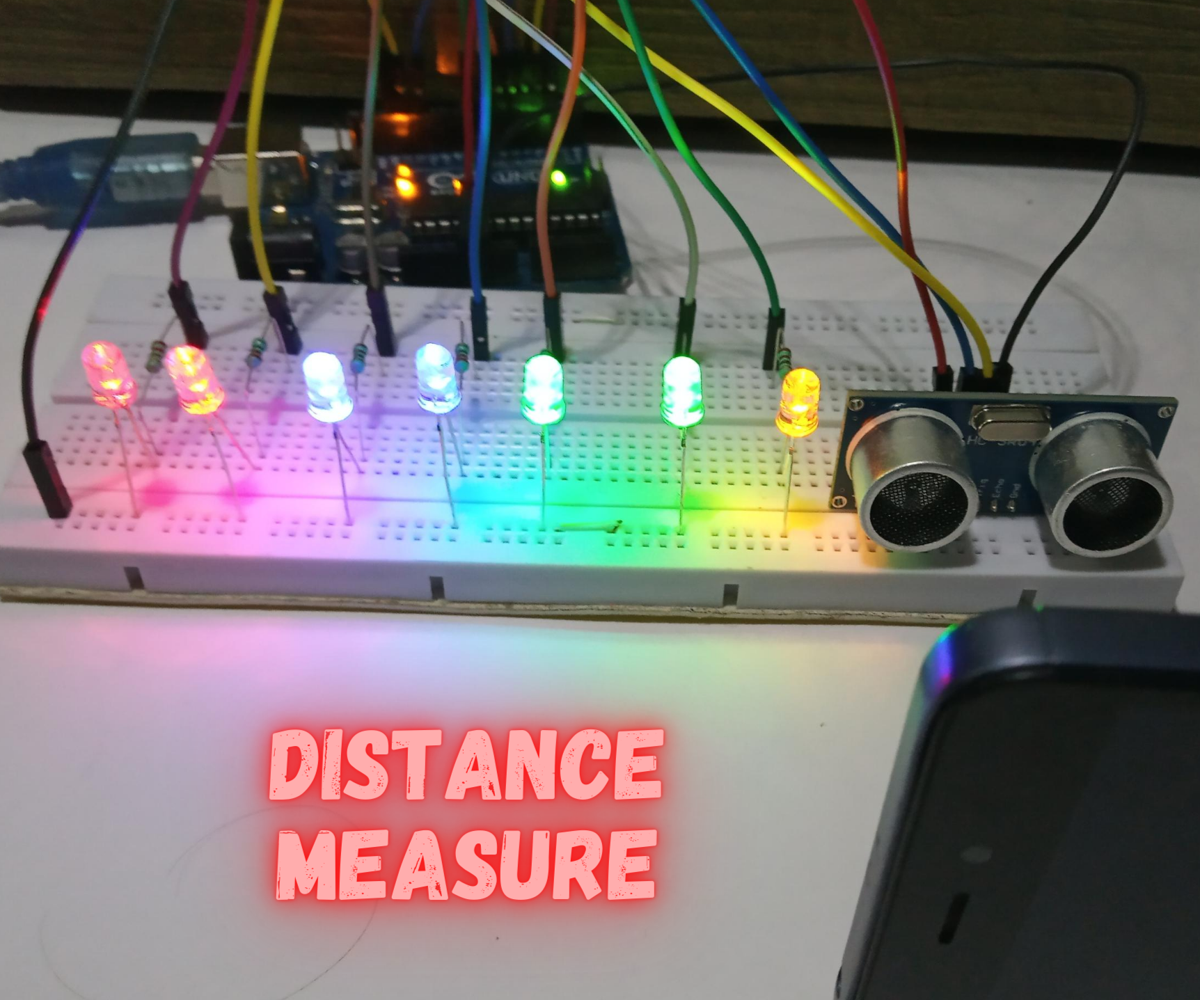 Arduino Ultrasonic Sensor HC-sr04 Led + Distance Measure Projects. : 6 ...