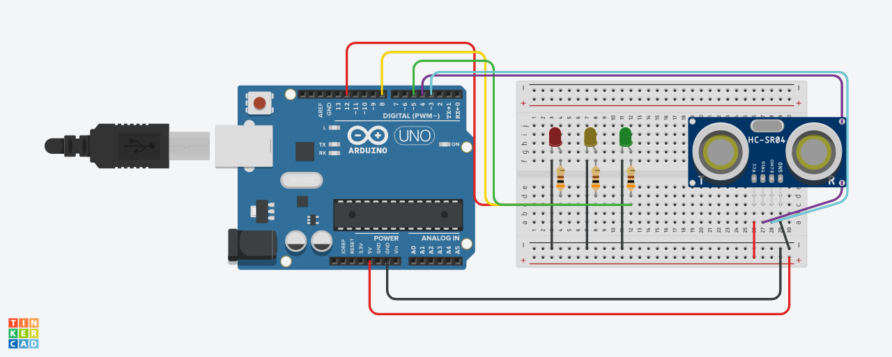 TinkerCAD Ultrasonic Distance Sensor Circuit (Computer Eng Final) : 4 ...