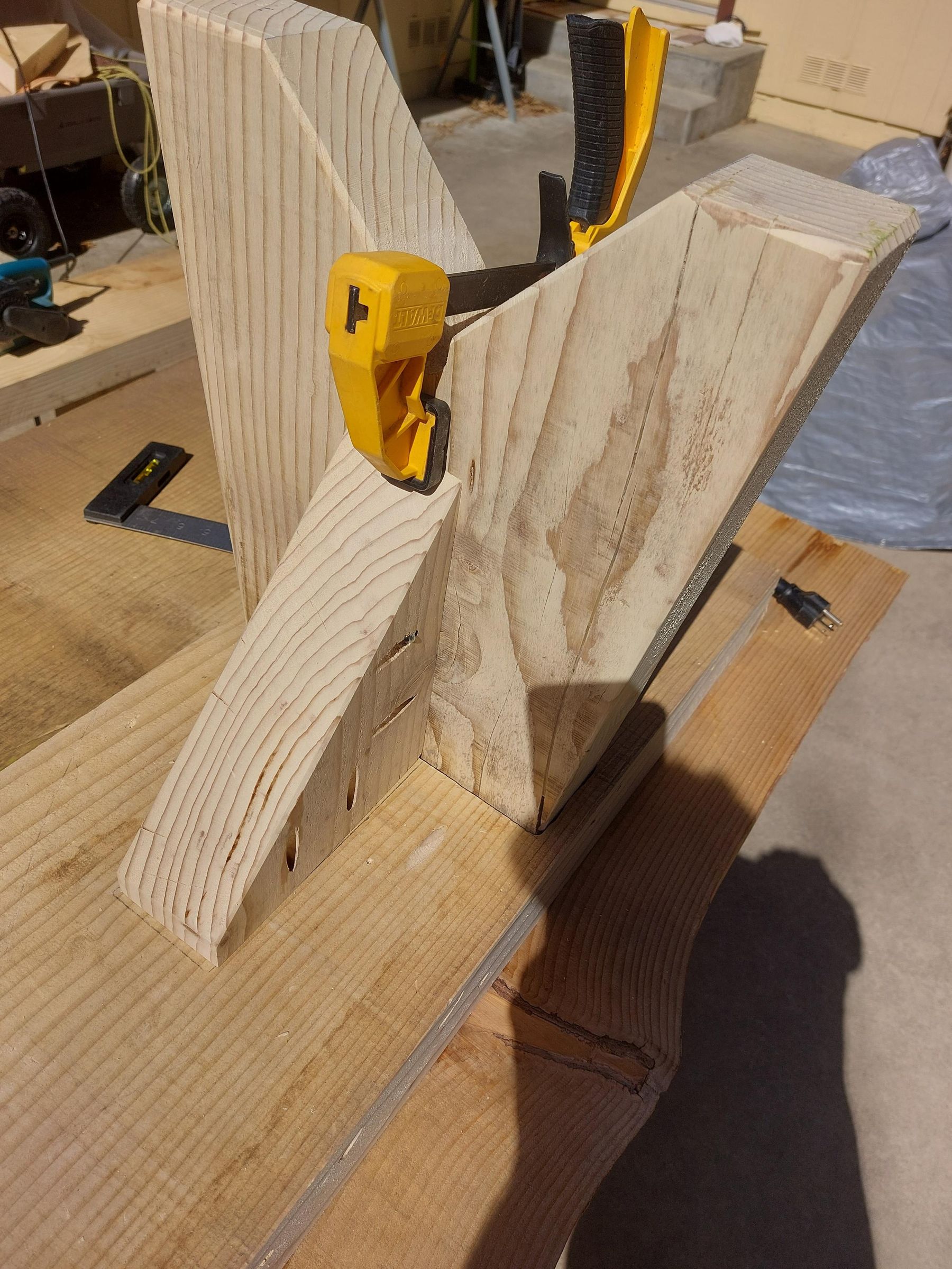 Patio Table With Cinder Block Legs and Beeswax Finish (Benches Included ...