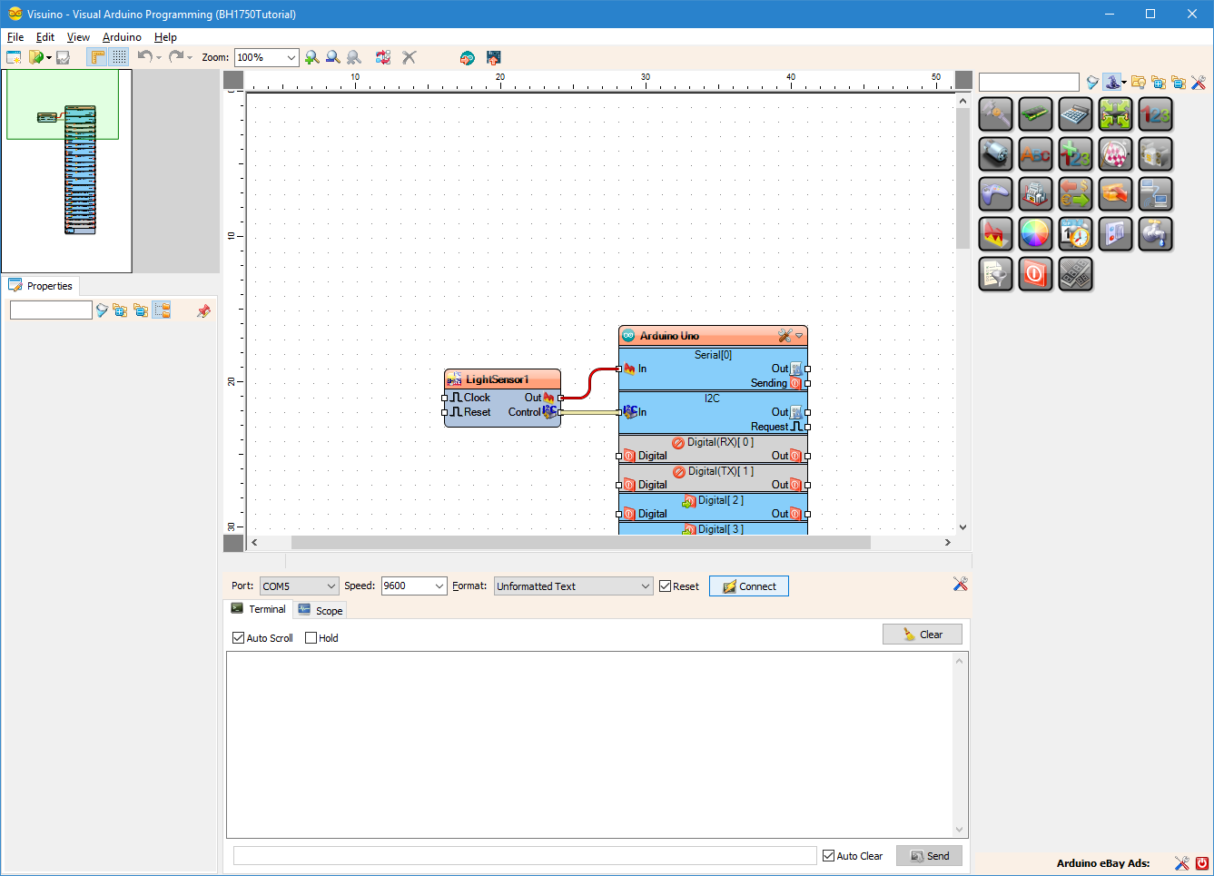 Arduino Nano: BH1750 Ambient Light I2C Sensor With Visuino : 6 Steps ...