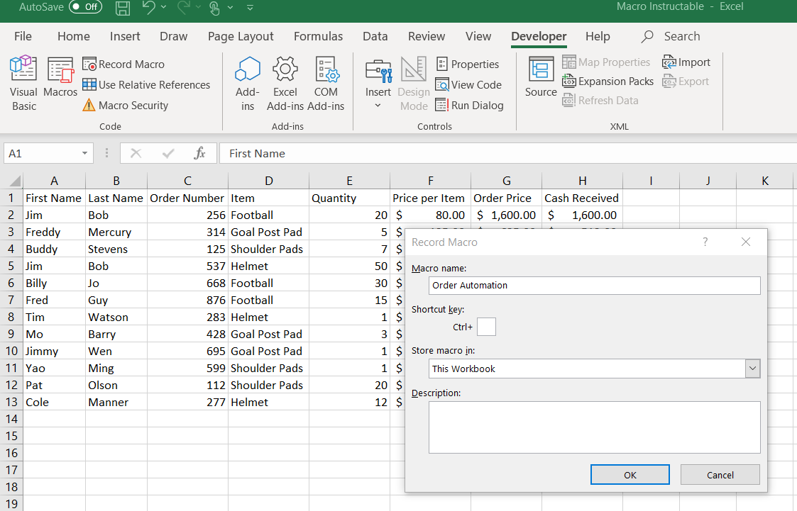 Creating a Macro in Microsoft Excel : 7 Steps - Instructables
