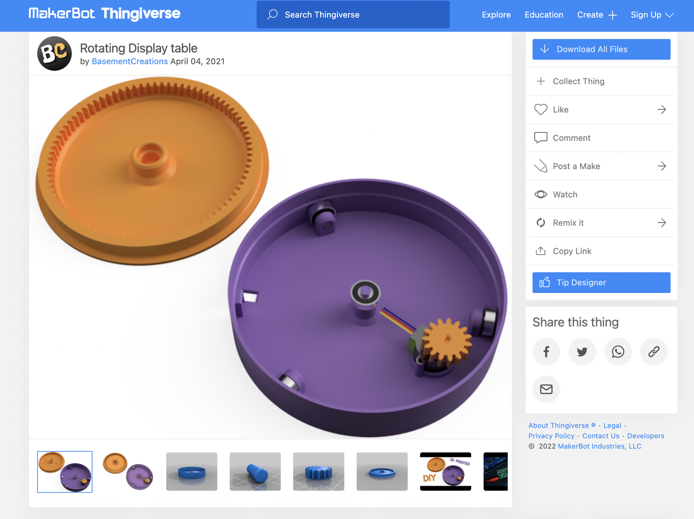 3d Printed Arduino Rotating Table With 28byj 48 Stepper 6 Steps With