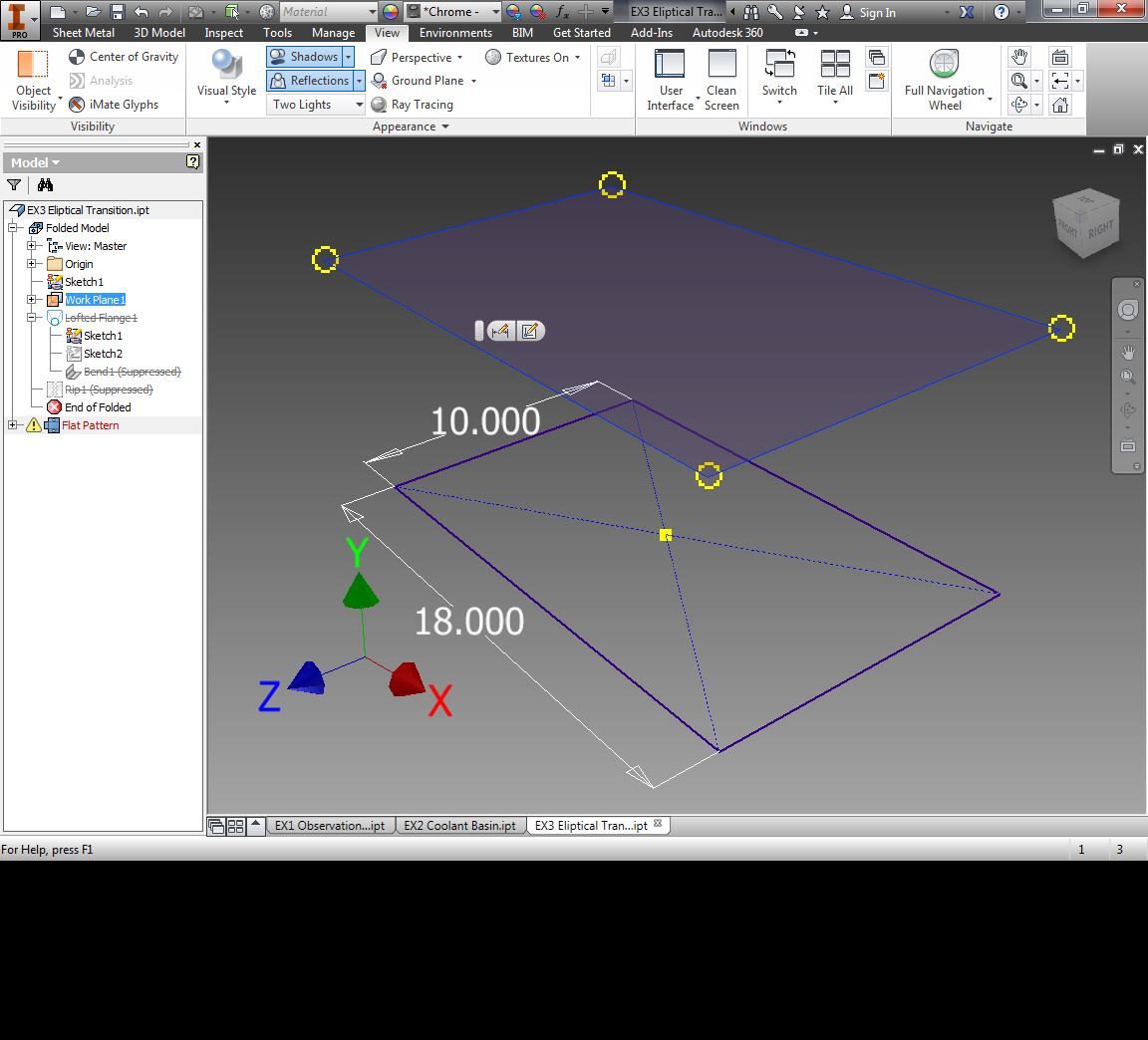 AutoDesk Inventor Sheet Metal EX3 Elliptical Transition : 5 Steps ...