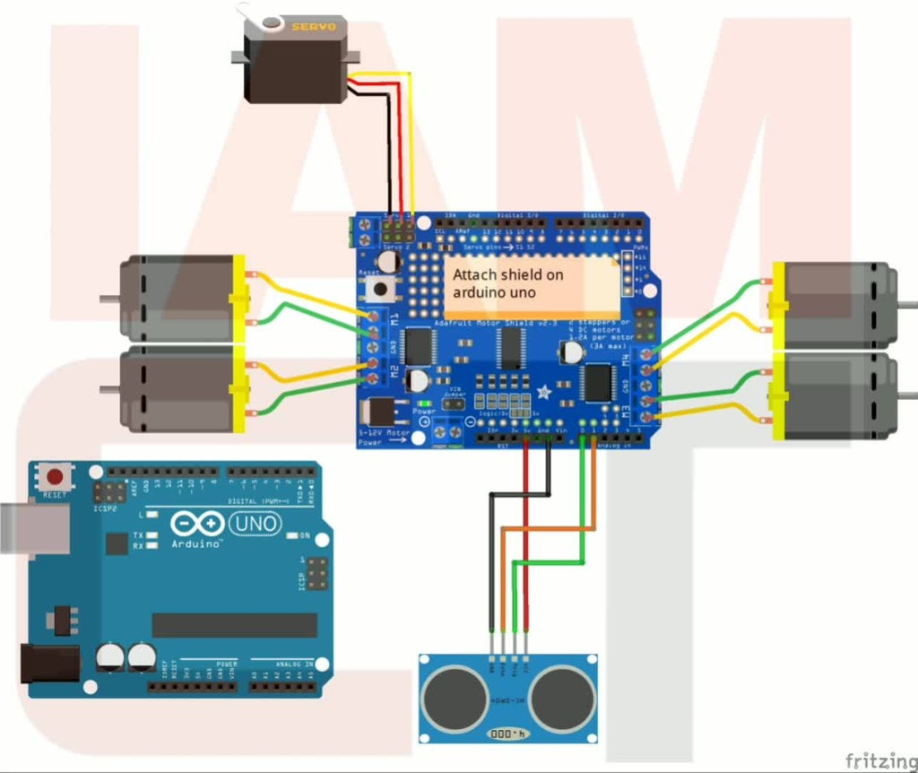 Robot Car Using Ultrasonic Sensor L293d Motor Servo Motor 44 Off