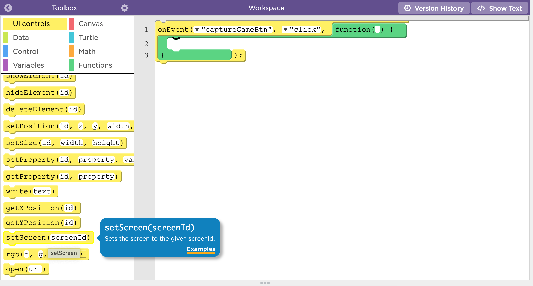 Code.org Block Code Tutorial - Switch From Screens With a Button : 20 ...