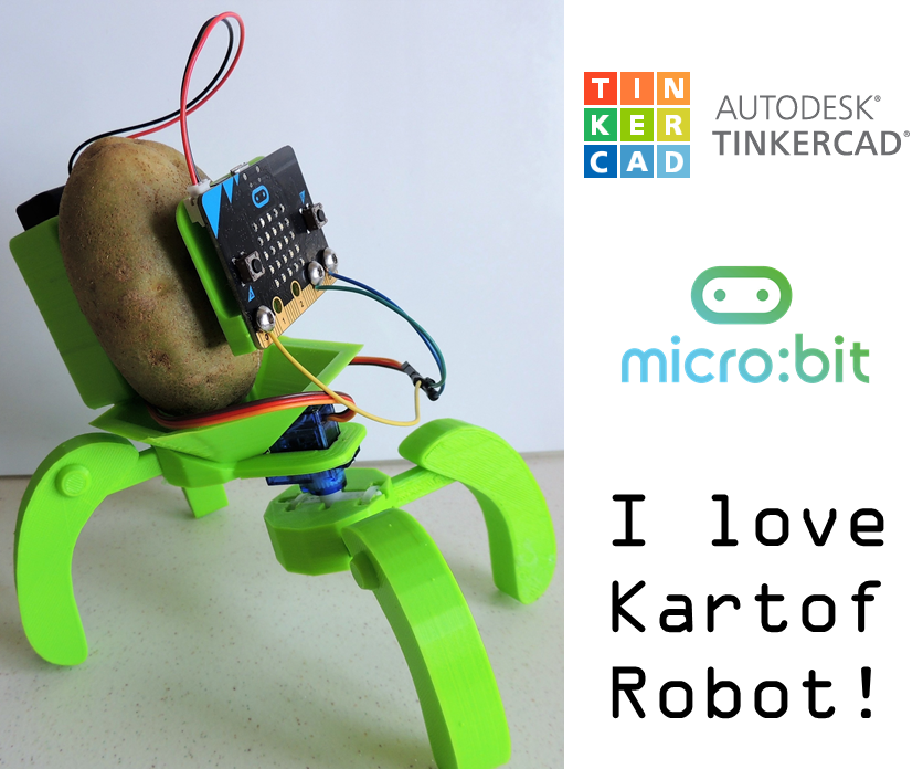 Tinkercad + Micro:bit Robotics for School: "I Love Kartof" Robot! : 17 ...