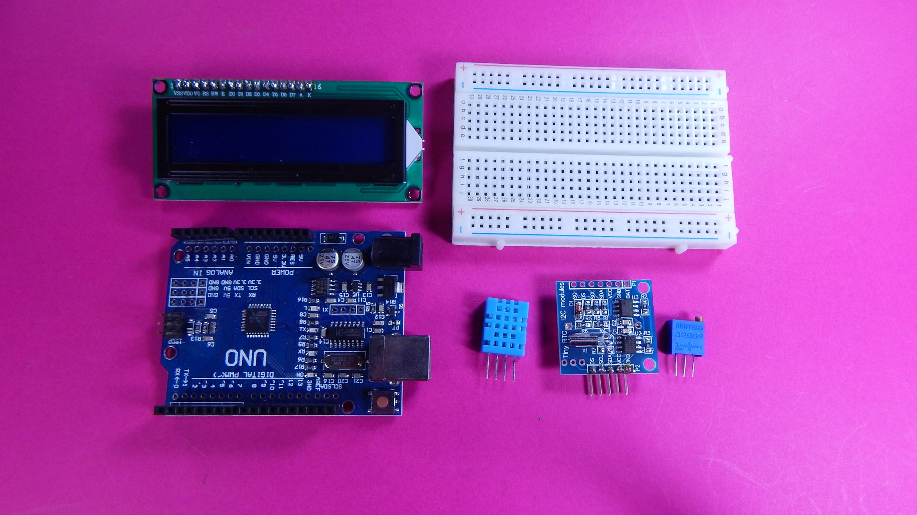 Arduino Lcd Clock Thermometer Humidity Project 7 Steps Instructables