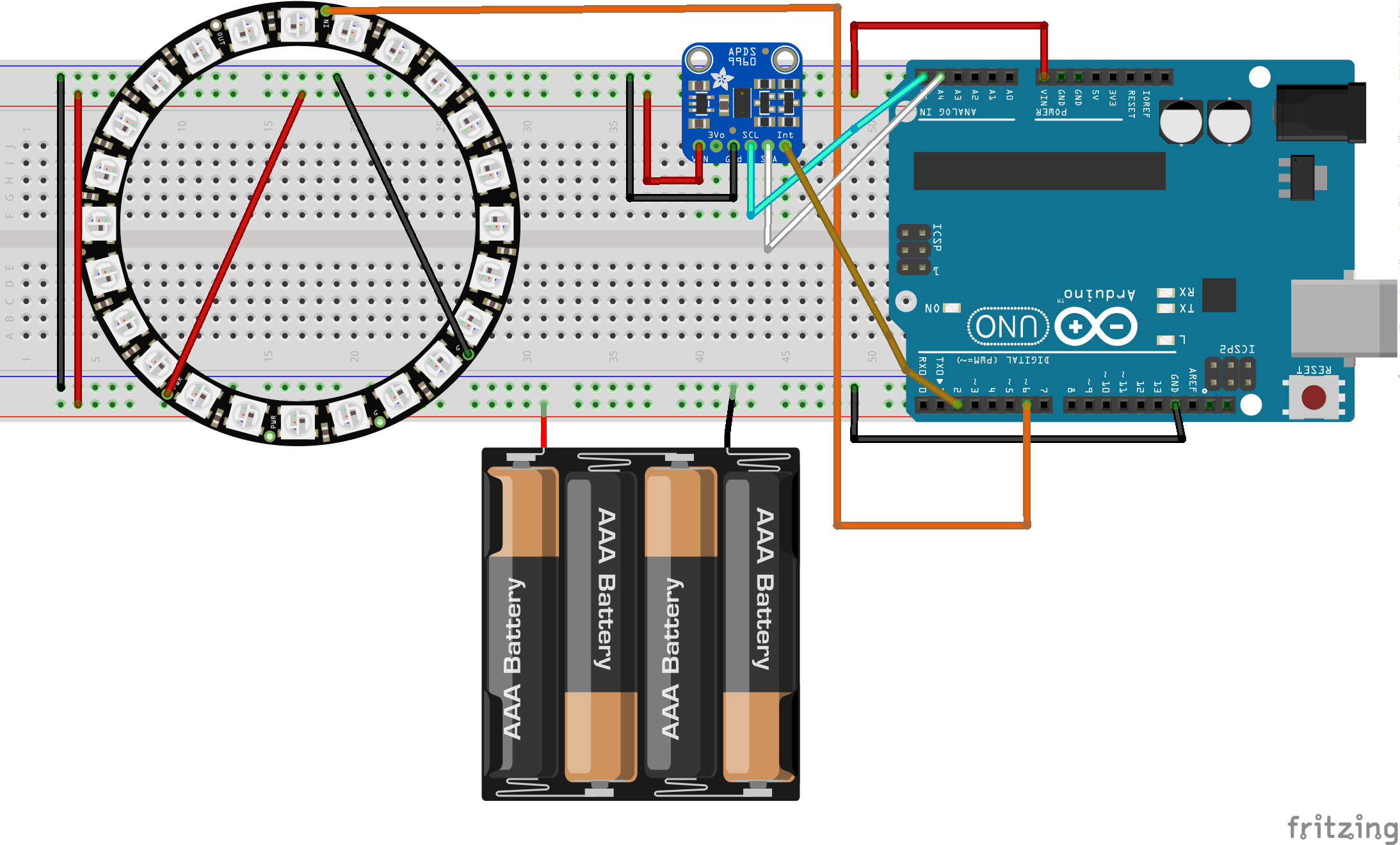Controlling a Neopixel Led Ring With a Gesture Sensor : 3 Steps (with ...