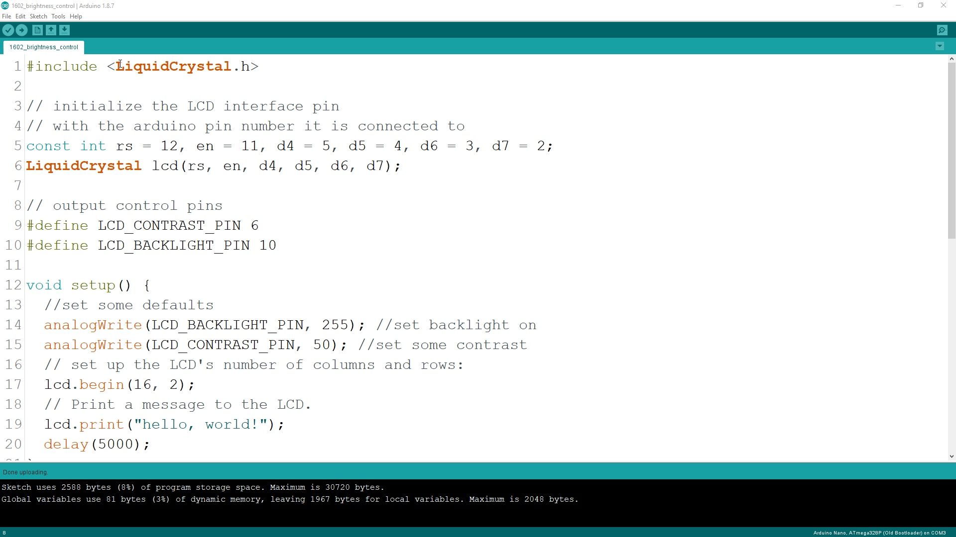 1602 LCD Contrast Control From Arduino : 5 Steps - Instructables