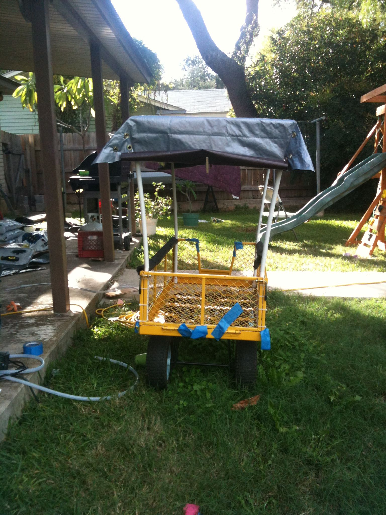 Self Propelled Kiddo Chariot From Old Garden Wagon and Mobility Scooter ...