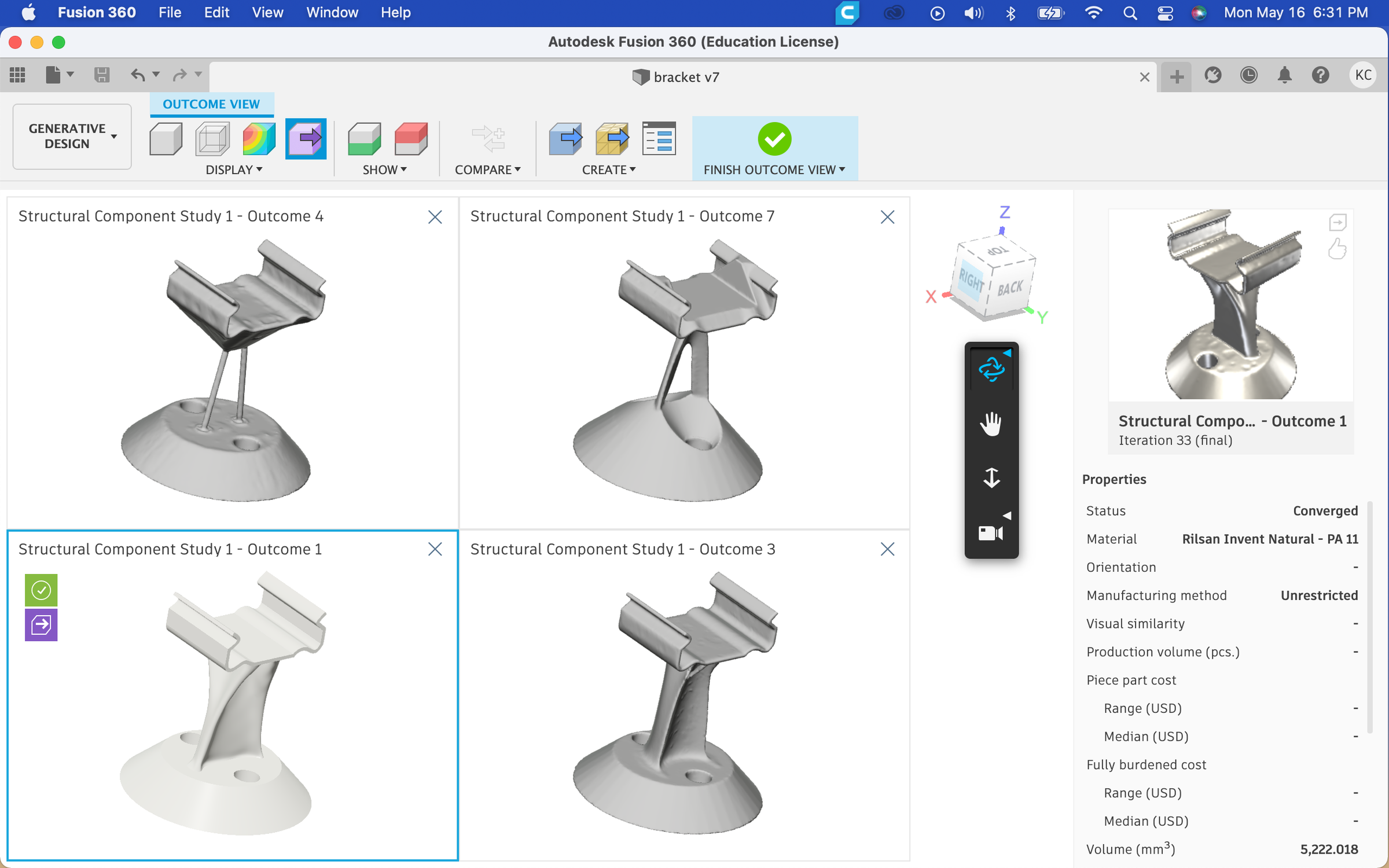 Week 7: Fusion 360 Shape Optimization + Generative Design : 3 Steps ...