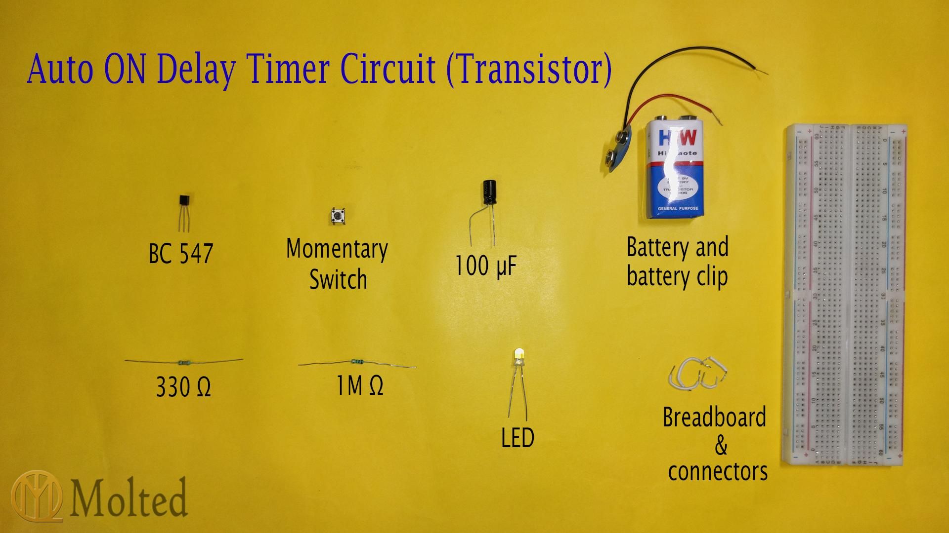 Two Auto-ON Delay Timer Circuits || 555 IC or Transistor : 3 Steps ...