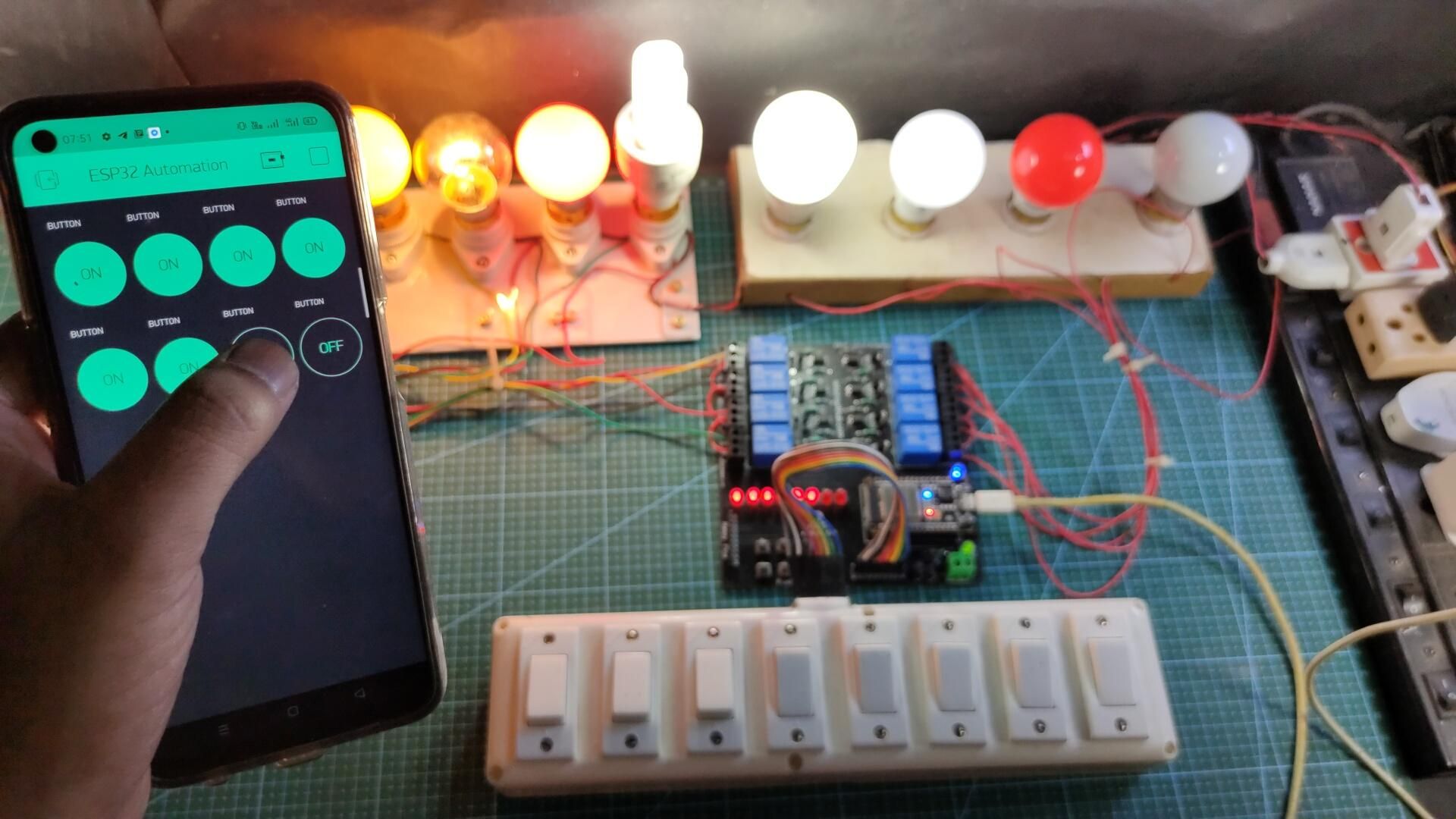ESP32 WiFi Bluetooth Home Automation With Manual Switch IoT Project ...