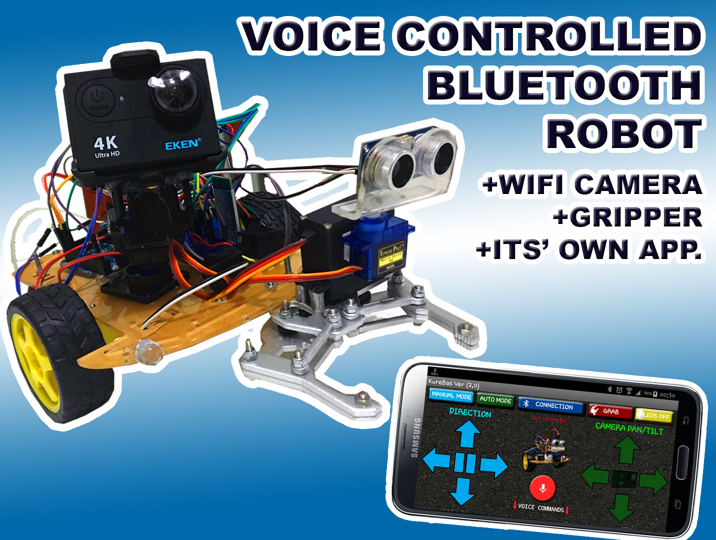 Voice Controlled Arduino Robot + Wifi Camera + Gripper + APP & Manual ...