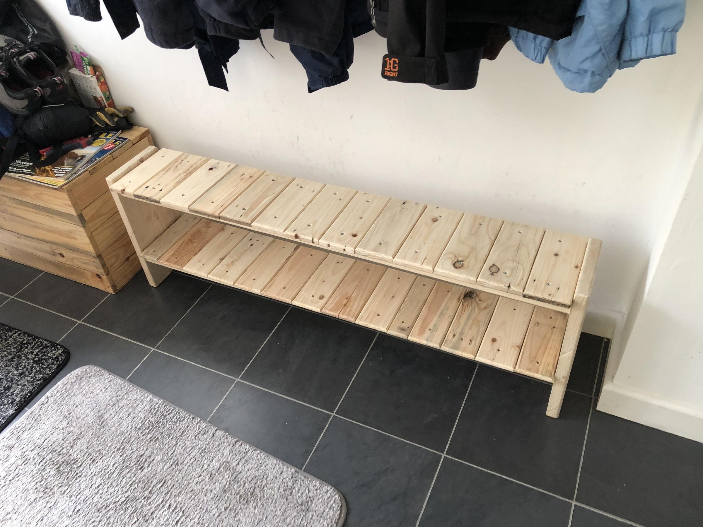Scaffolding Board and Pallet Wood Rustic Shoe Rack in a Day : 3 Steps ...