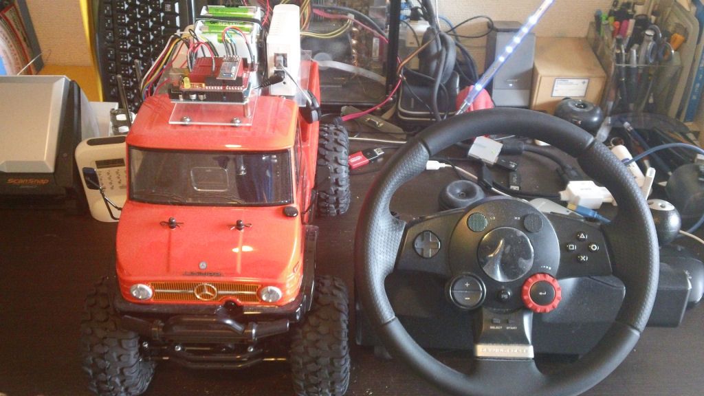 Car No.03 Steering Wheel Drive R/C Car With Arduino, Webcam and Net.USB ...