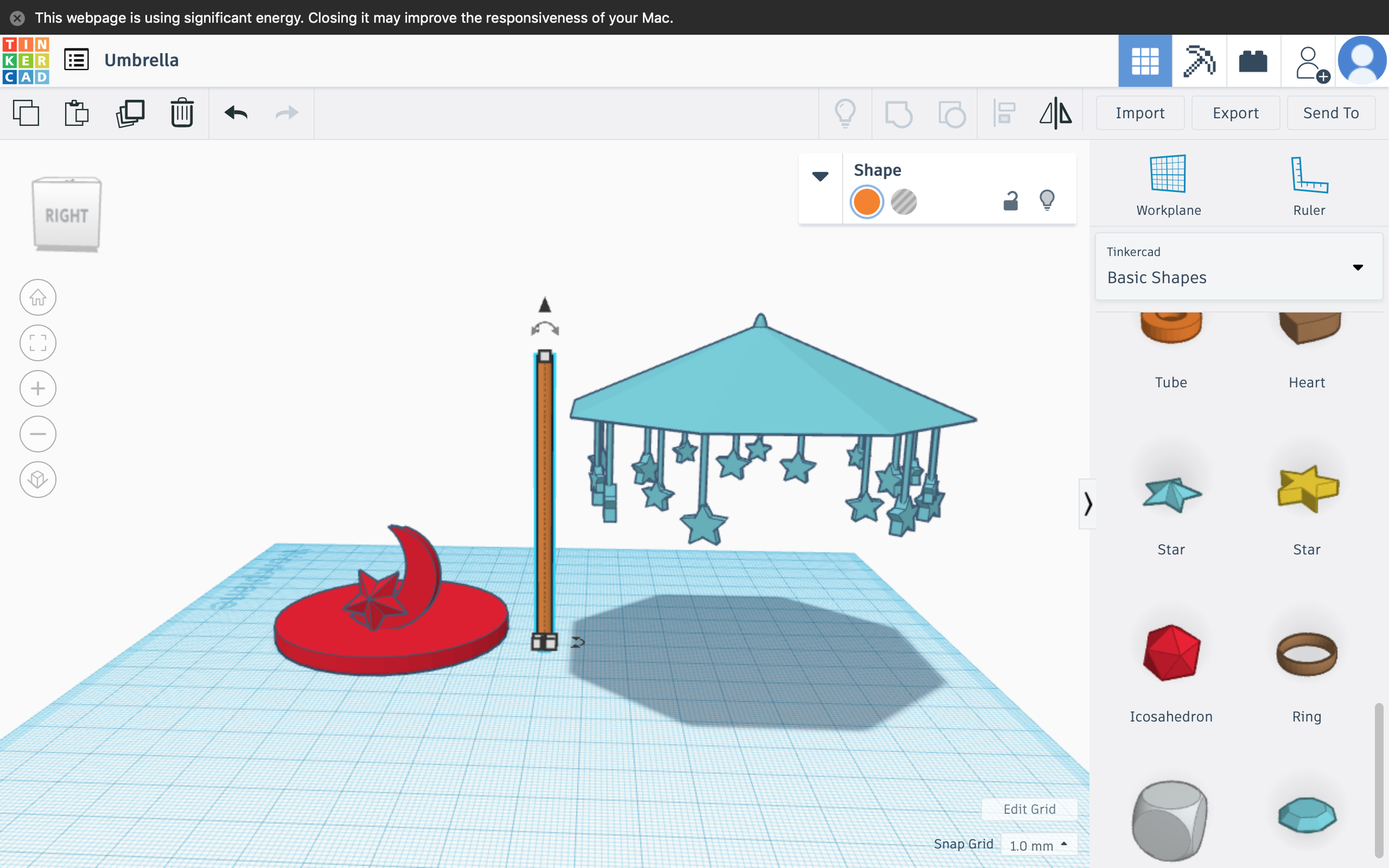 3D Design With Tinkercad- How to Make a Cute Star Umbrella : 17 Steps ...