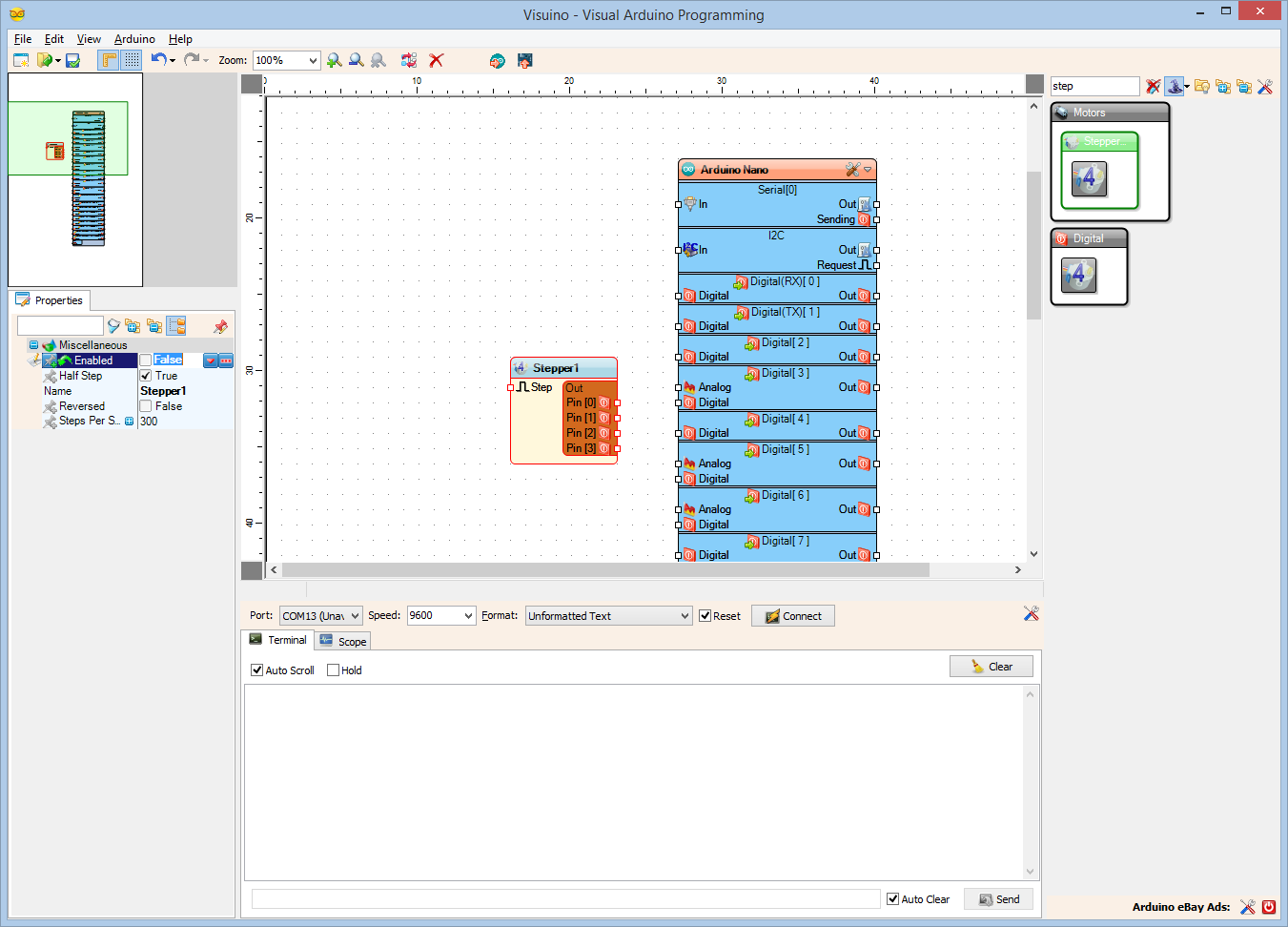 Arduino Nano and Visuino: Control Stepper Motor With Rotary Encoder : 9 ...