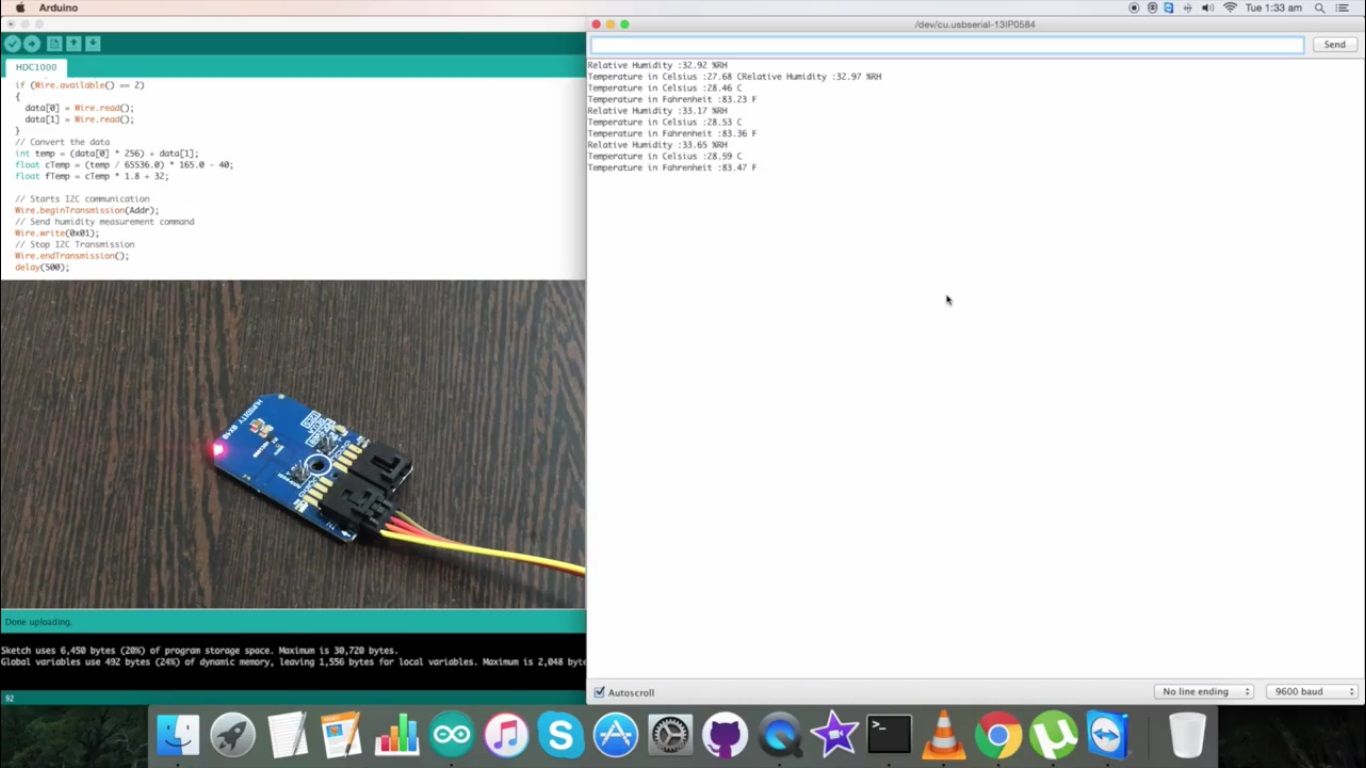 Measurement of Temperature and Humidity Using HDC1000 and Arduino Nano ...