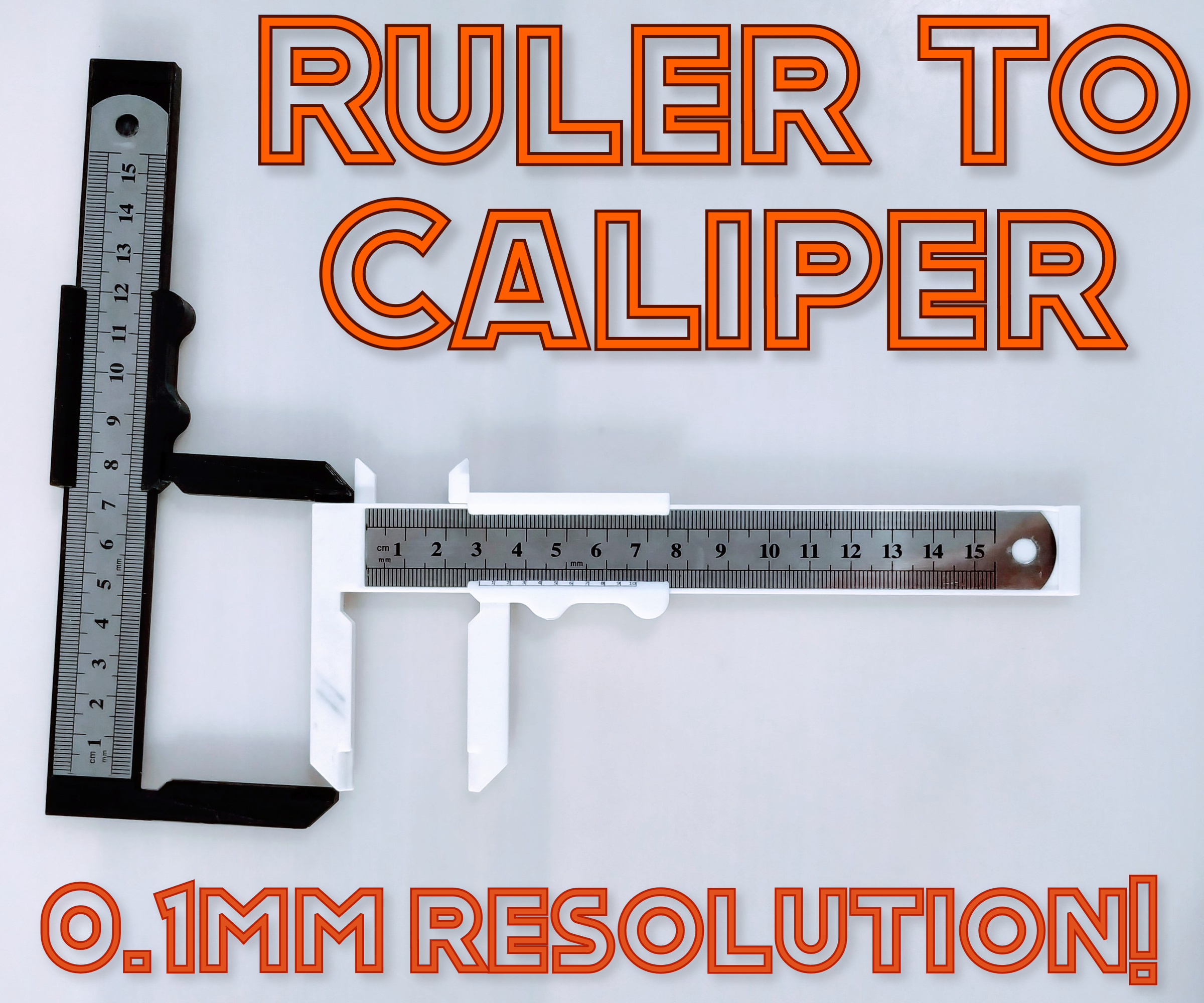 Ruler to Caliper (0.1mm Resolution!) - 3D Printed (Left Handed Version Included!) - Tinkercad