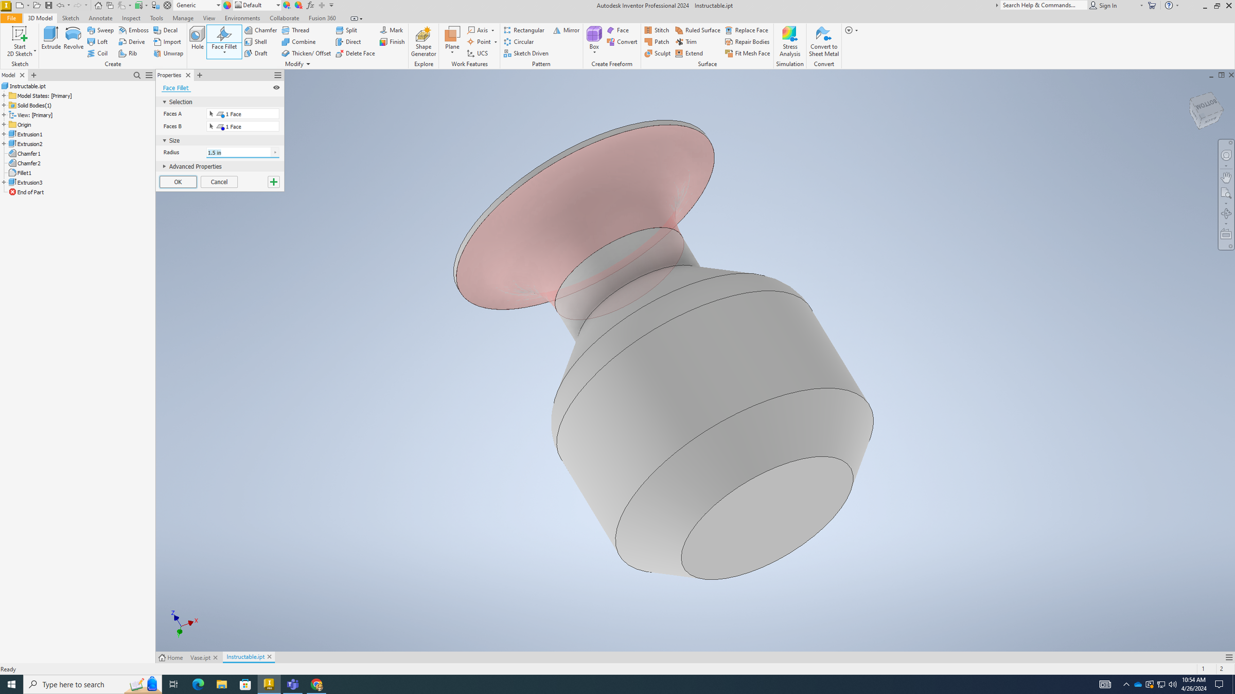 Simpe Vase for Flowers Made With Autodesk Inventor : 12 Steps ...
