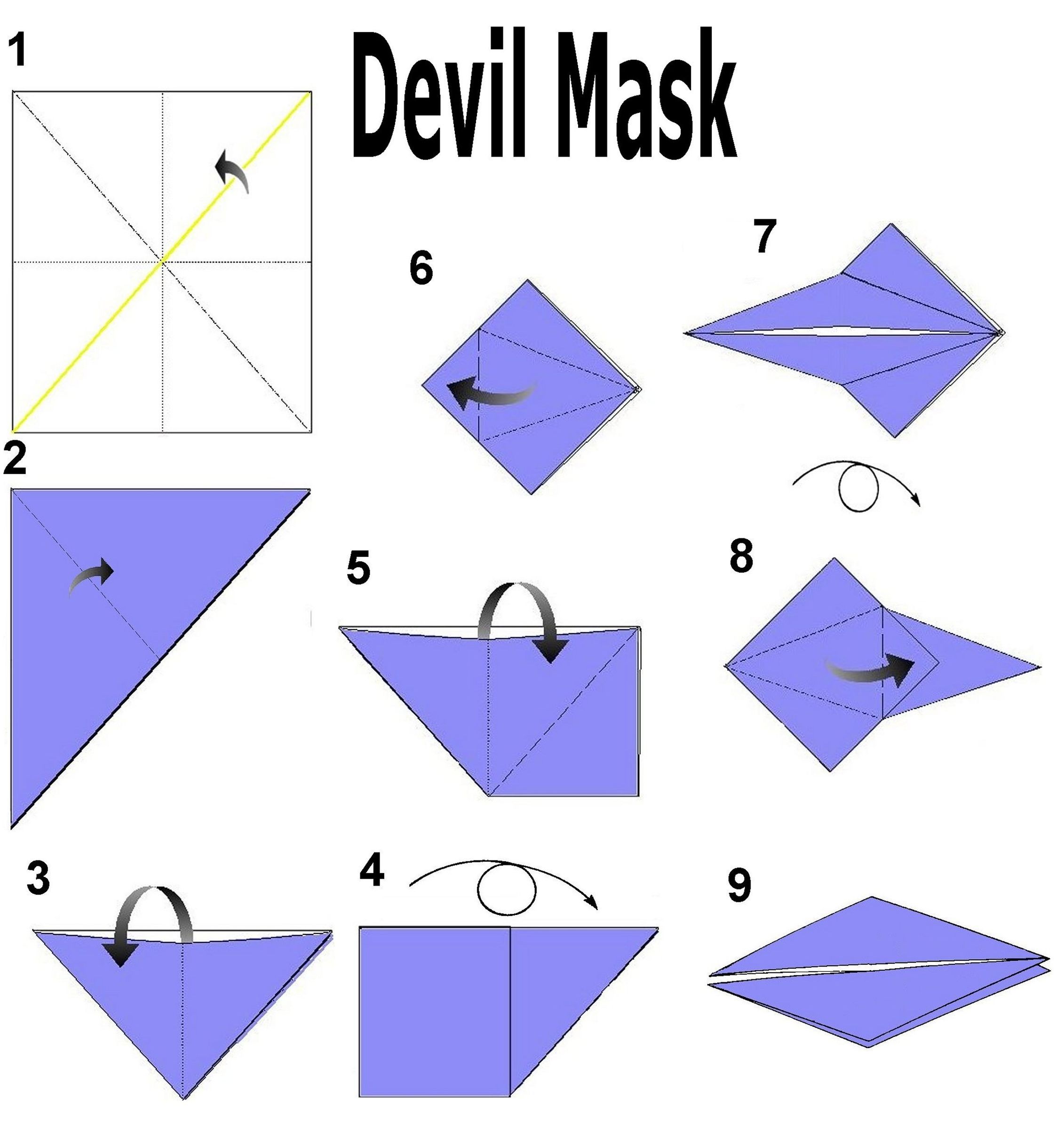Origami Devil Mask : 8 Steps - Instructables