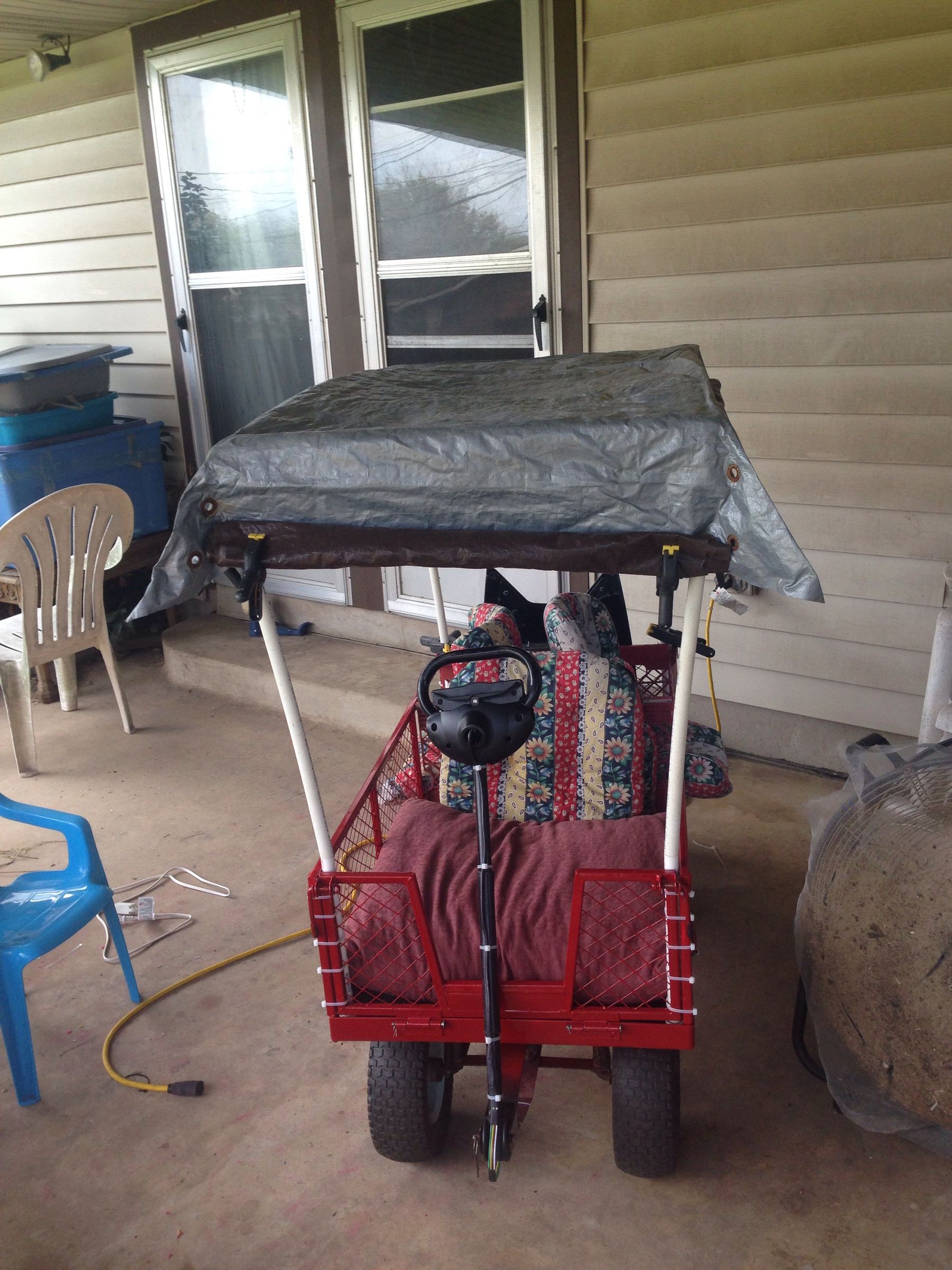 Self Propelled Kiddo Chariot From Old Garden Wagon and Mobility Scooter ...
