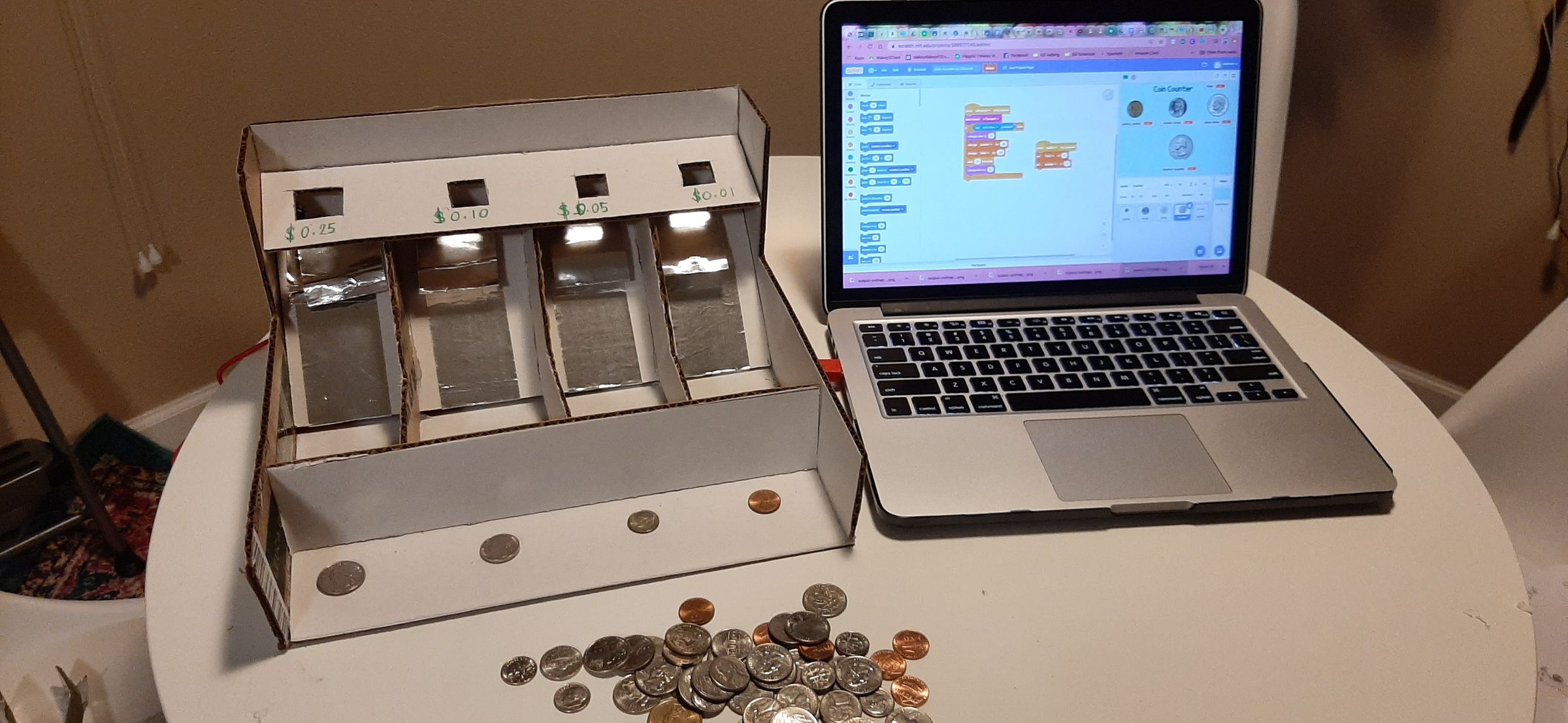 Coin Counter Using Makey-Makey and Scratch : 10 Steps (with Pictures ...