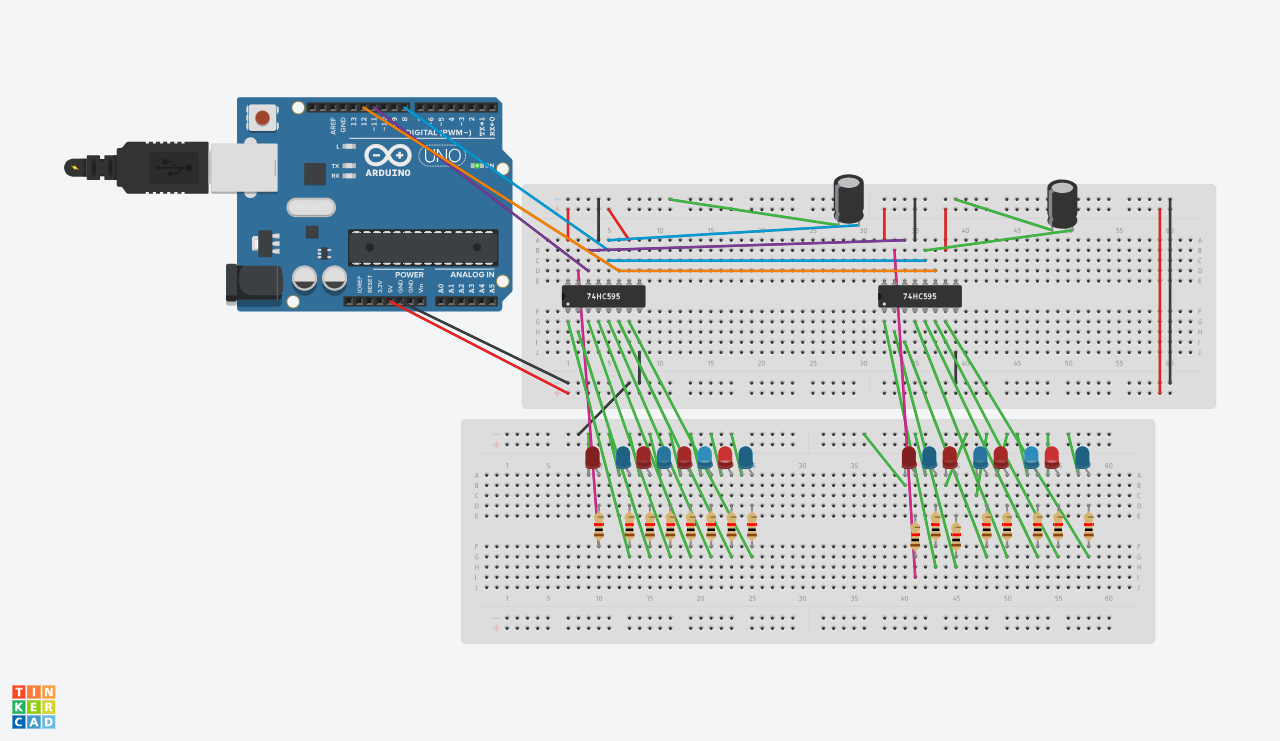 Using 2 Shift Registers(74HC595) to Drive 16 LEDs : 9 Steps - Instructables