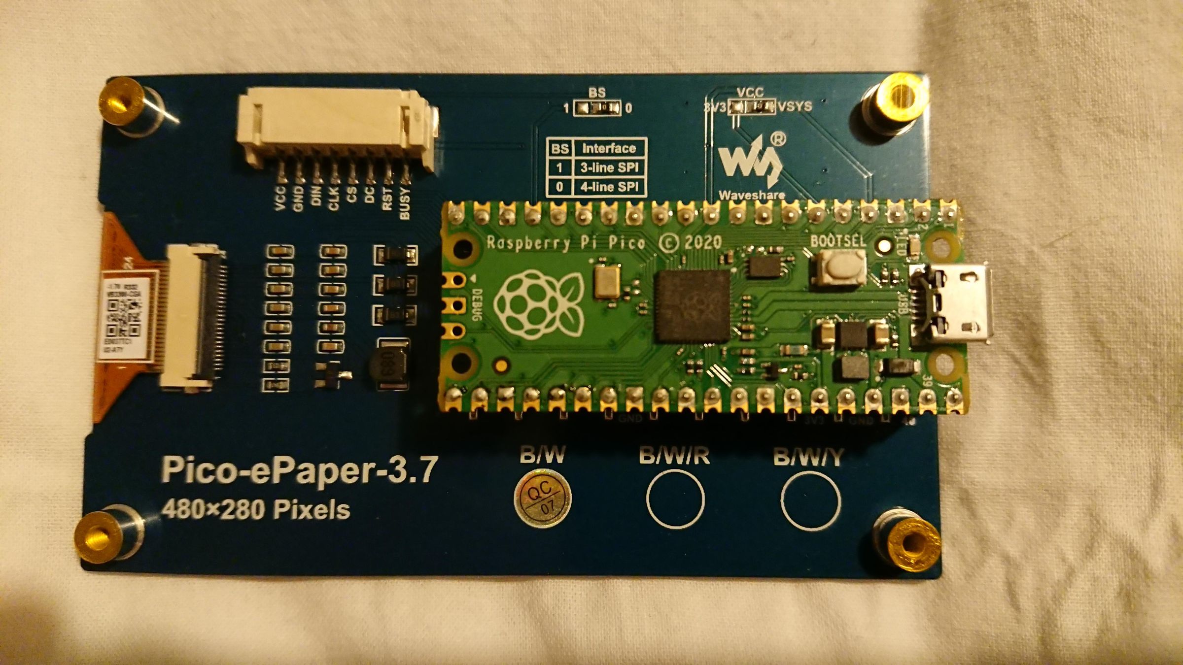 Waveshare E-paper Display With Raspberry Pi Pico Microcontroller and ...