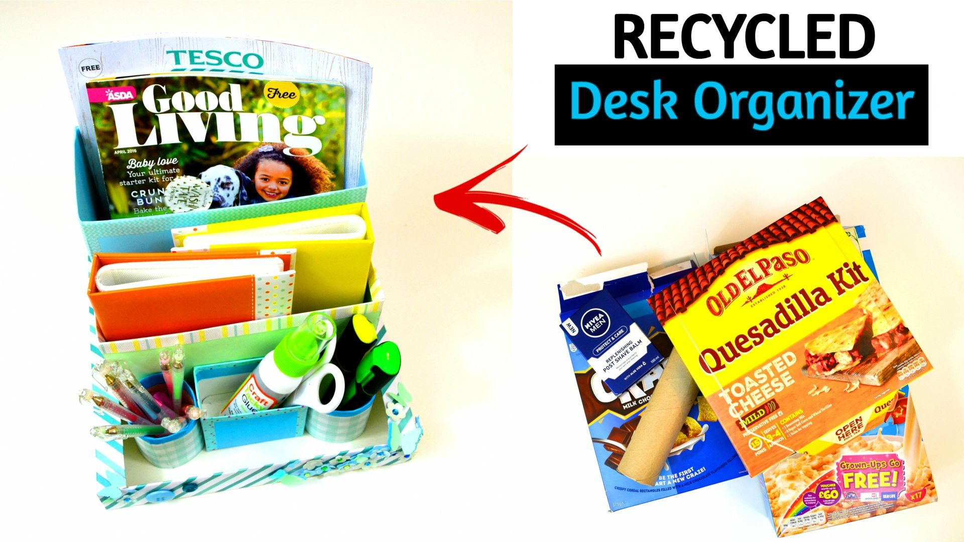 DIY Desktop Organizer : Room Decor - Recycle Cereal Boxes and Toilet ...